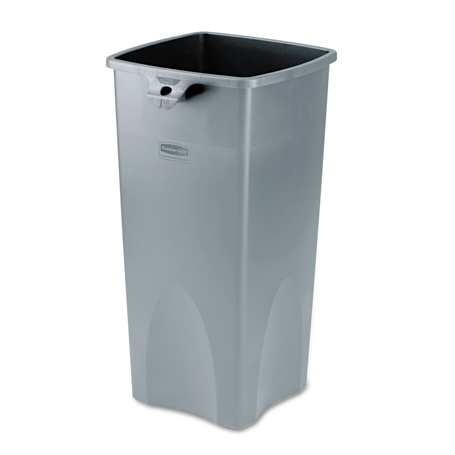 Rubbermaid Commercial Products Untouchable Square Trash Can, Gray, 23 Gallons-RCP356988GY