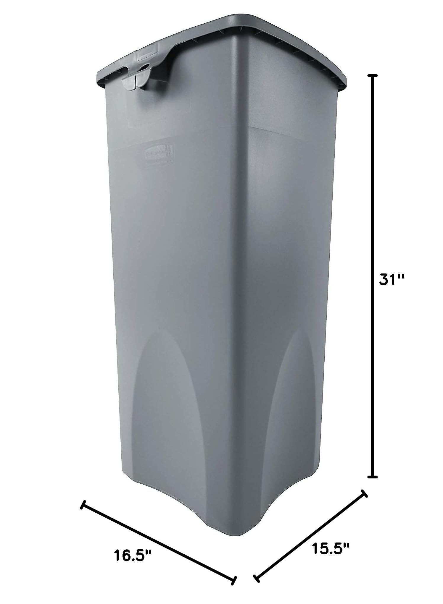 Rubbermaid Commercial Products Untouchable Square Trash Can, Gray, 23 Gallons-RCP356988GY