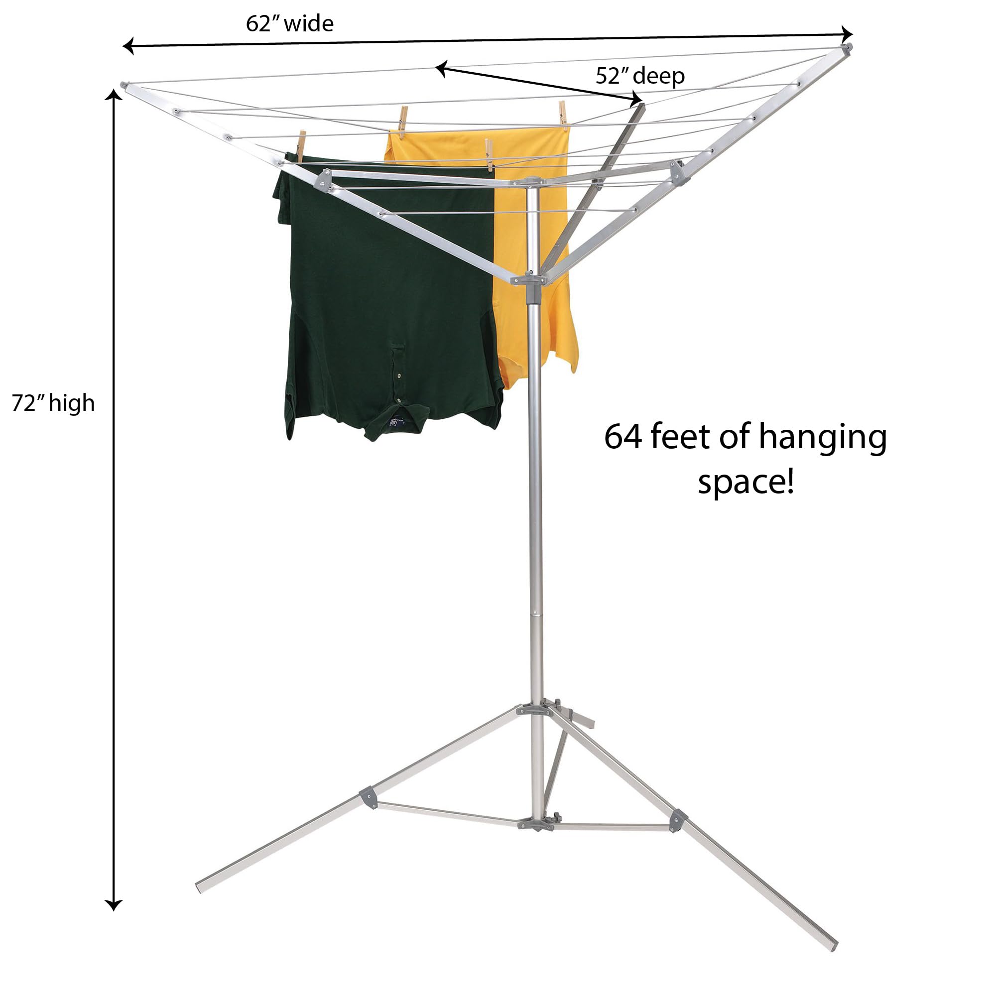 Household Essentials 17125-1 Portable Umbrella Drying Rack | Aluminum | 18-Lines with 64 ft. Clothesline