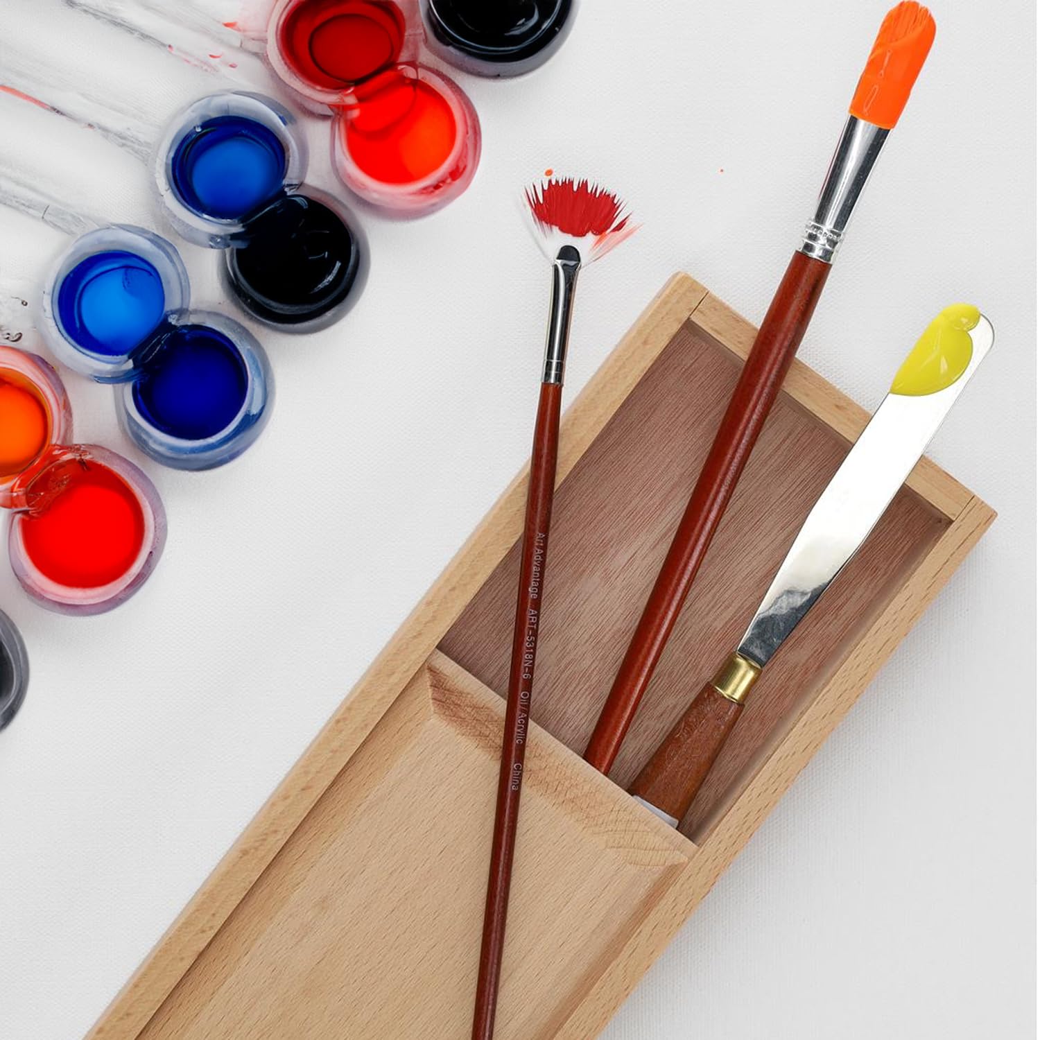 PRO ART Paint Brush Box, 15-inch x 4-inch x 1-1/4-inch, Natural