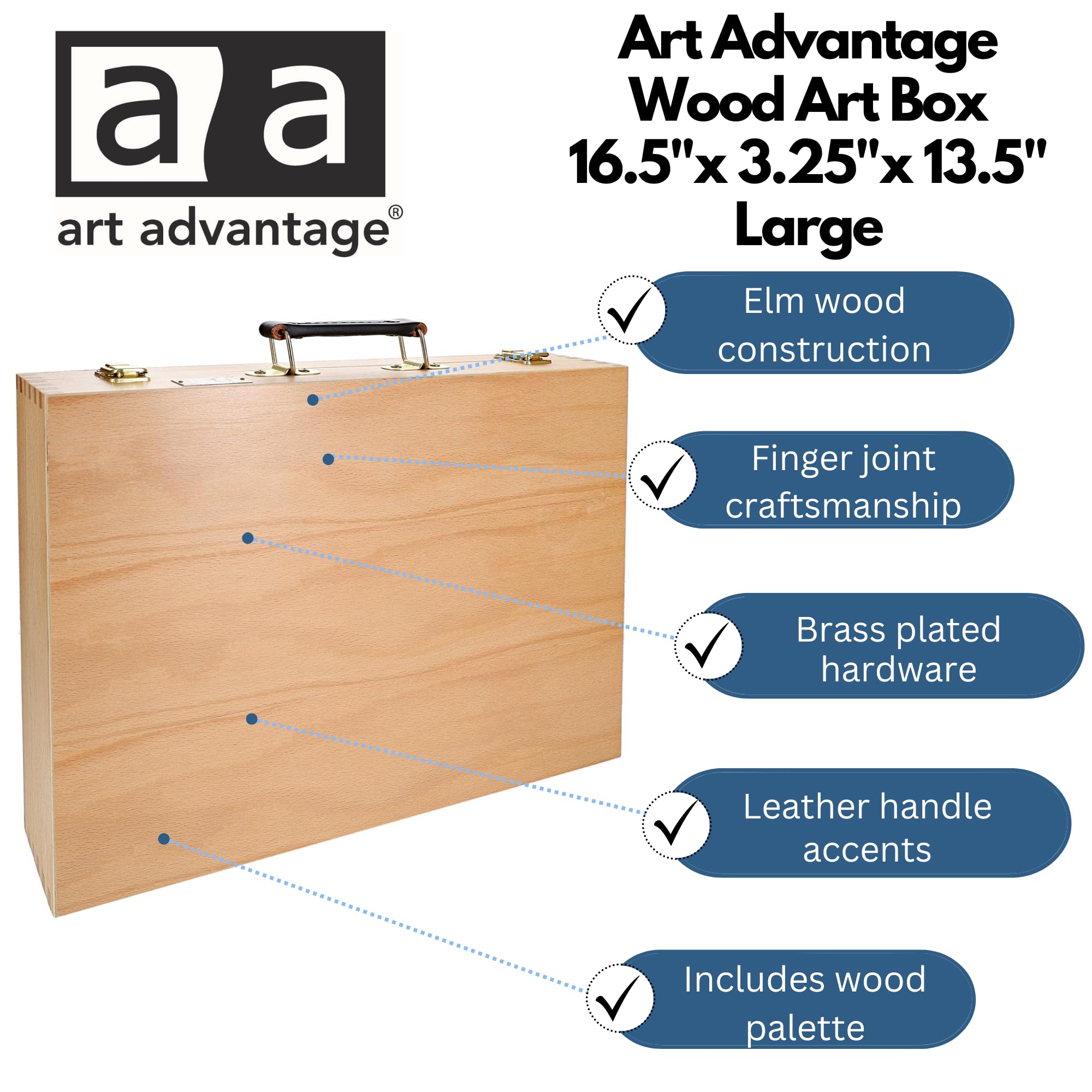 Art Advantage Wood Art Box 16.5x3.25x13.5 Large