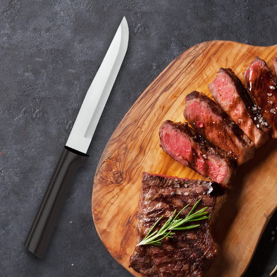 Rada Cutlery Stubby Butcher Knife – Stainless Steel Blade With Black Stainelss Steel Resin Handle Made in USA