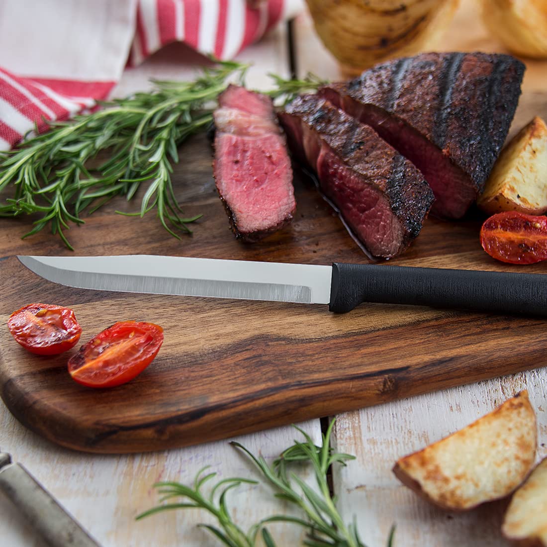 Rada Cutlery Utility Steak Knife with Black Stainless Steel Handle Pack of 2