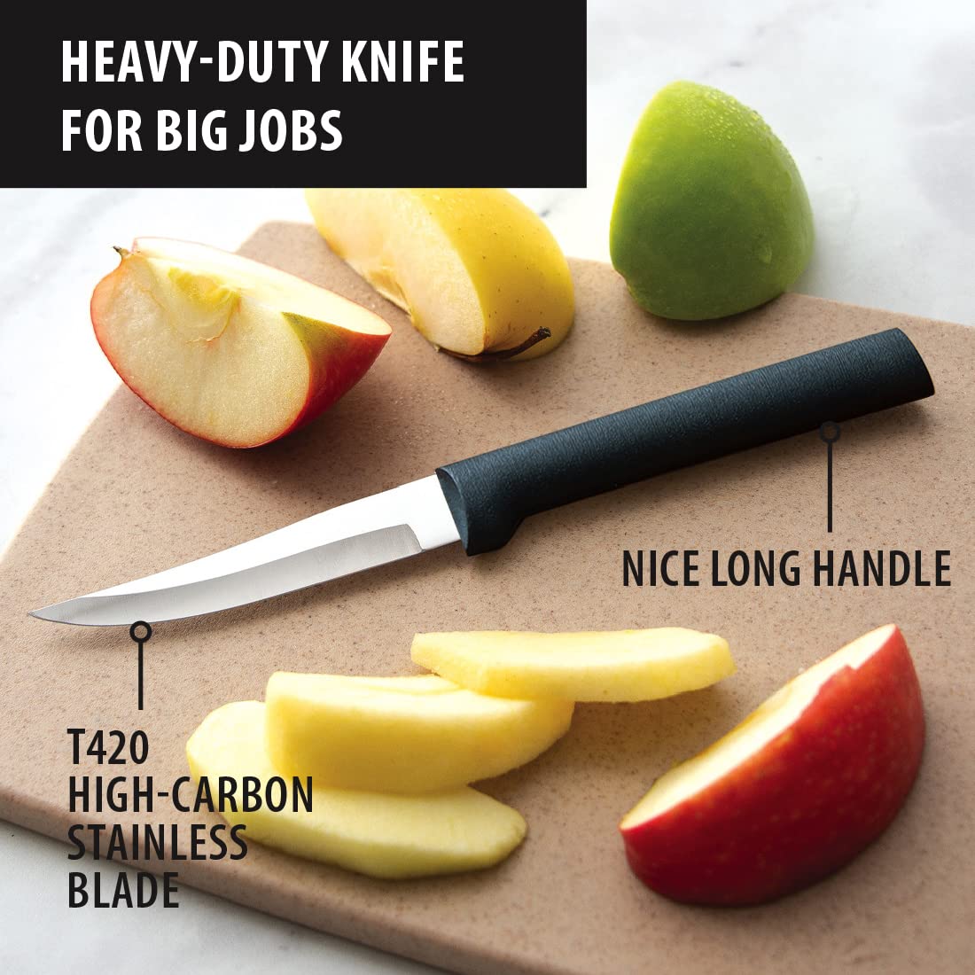 Rada Cutlery Heavy Duty Paring Knife, W203/2, Black Handle, Pack of 2