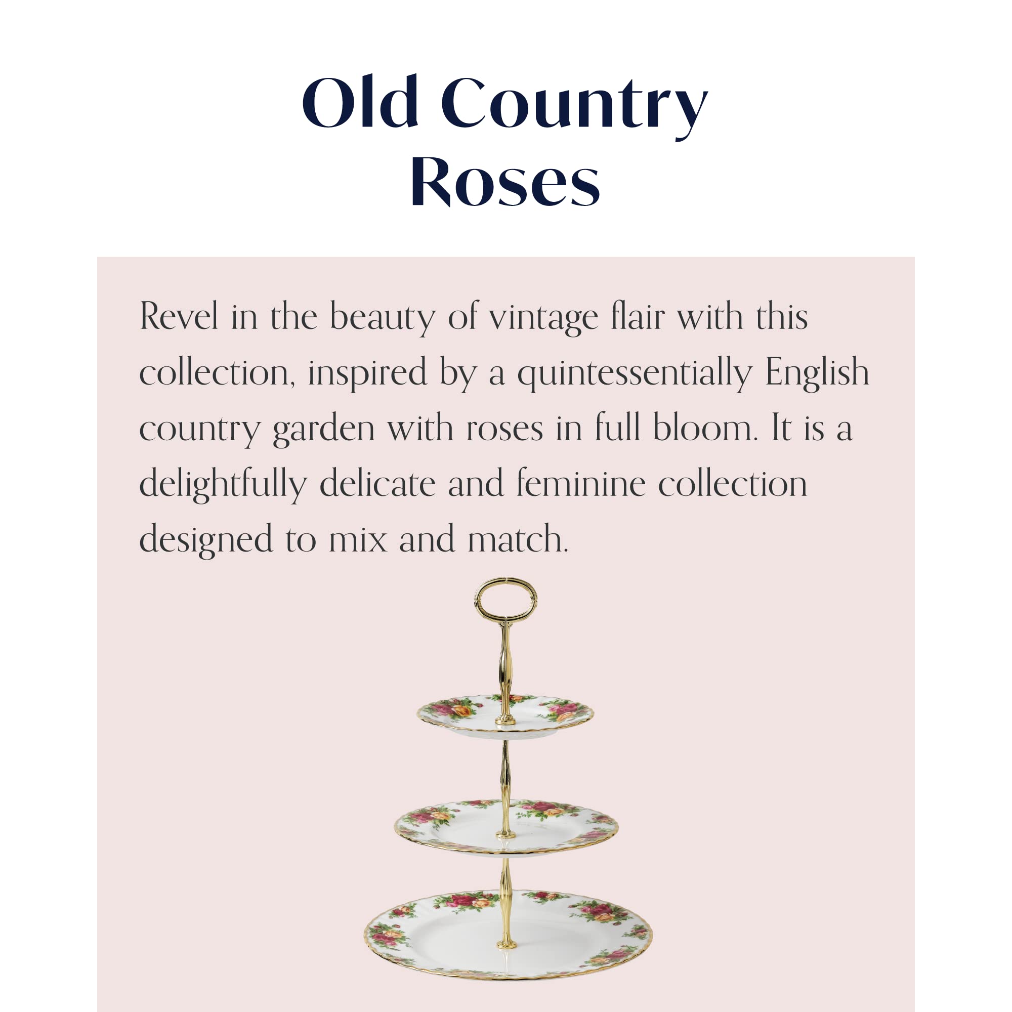 Royal Albert Old Country Roses Three-Tier Cake Stand, 11.5", Multi