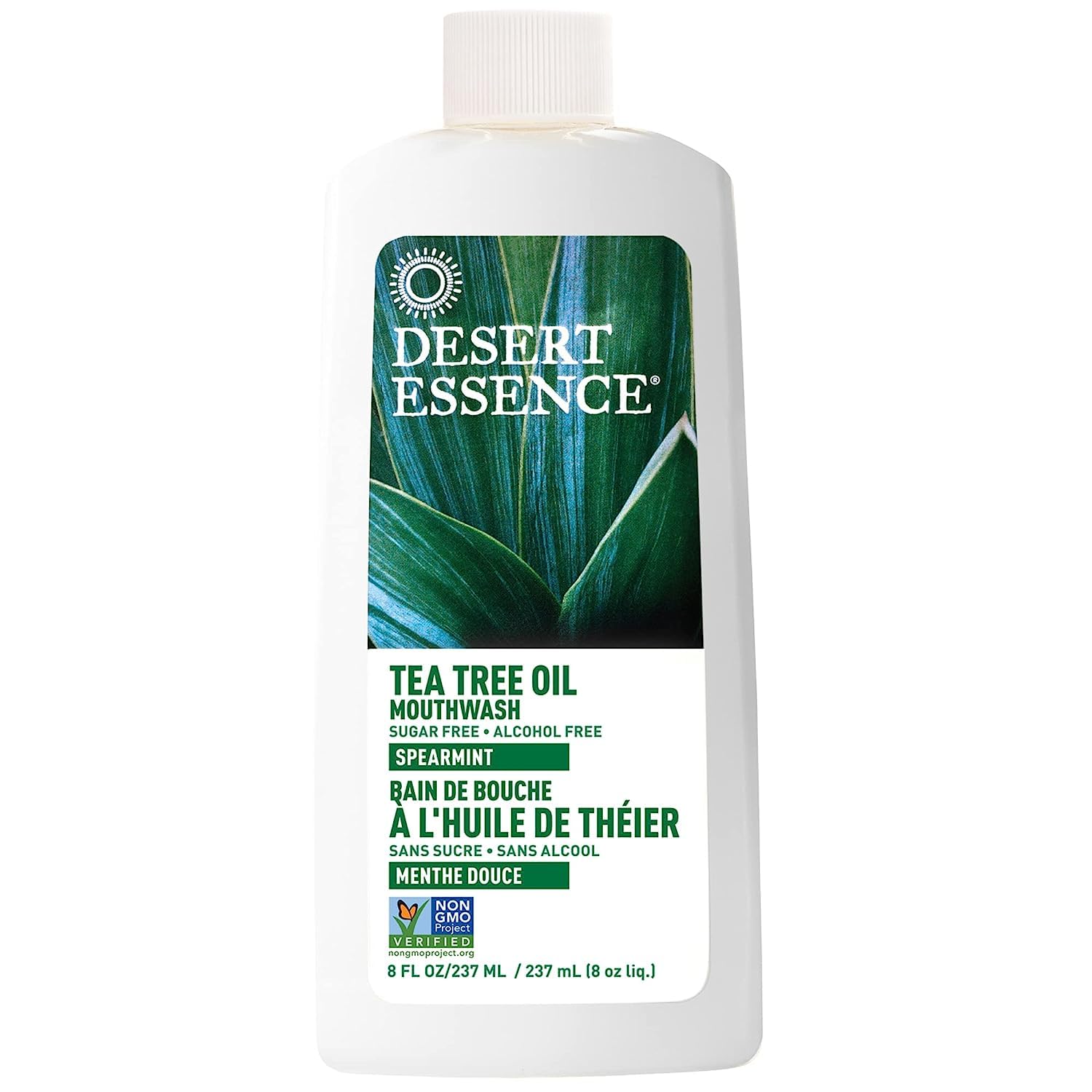Desert Essence Refreshing Tea Tree Oil Mouthwash - 8 Fl Ounce - Essential Oil of Spearmint - Reduces Plaque Buildup - Complete Oral Care - Refreshing Taste - Vitamin C