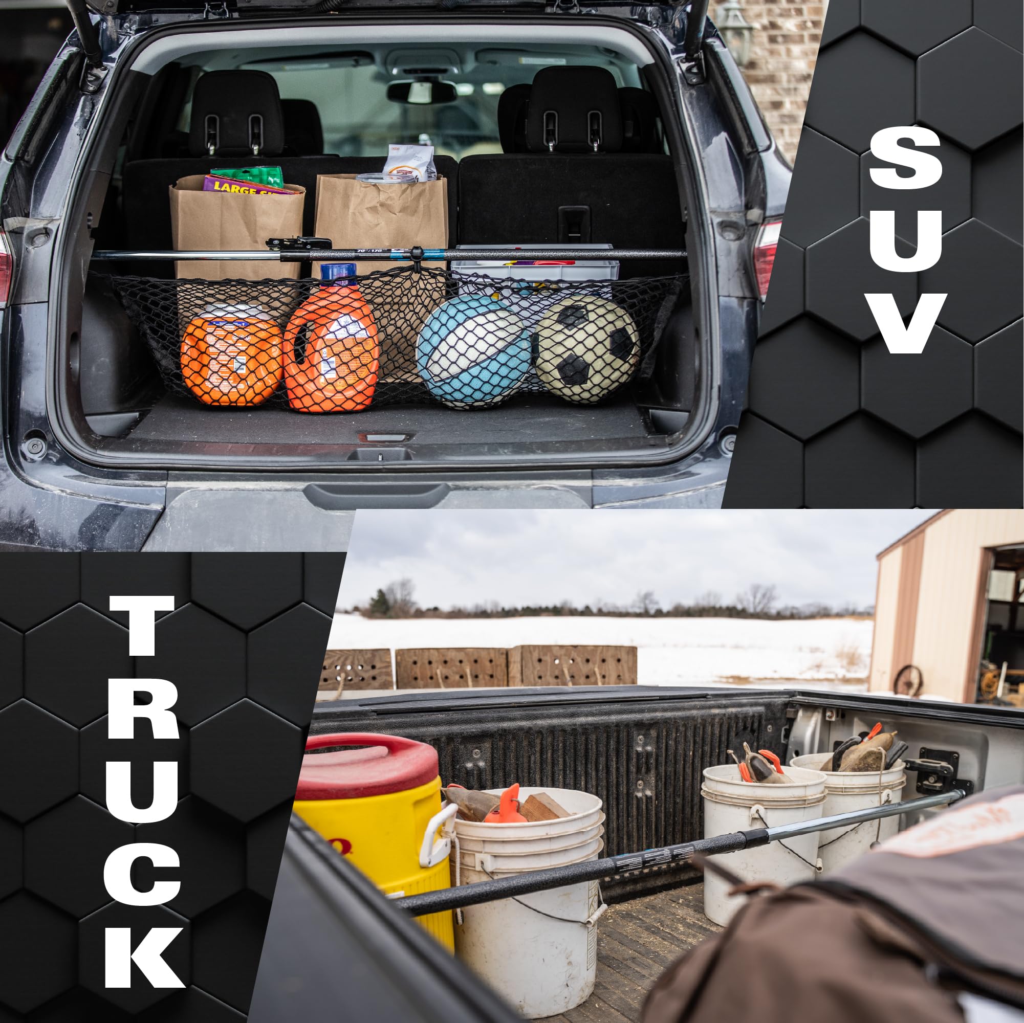 Keeper - Ratcheting Cargo Bar - Black/Silver, Adjustable From 40"-70"