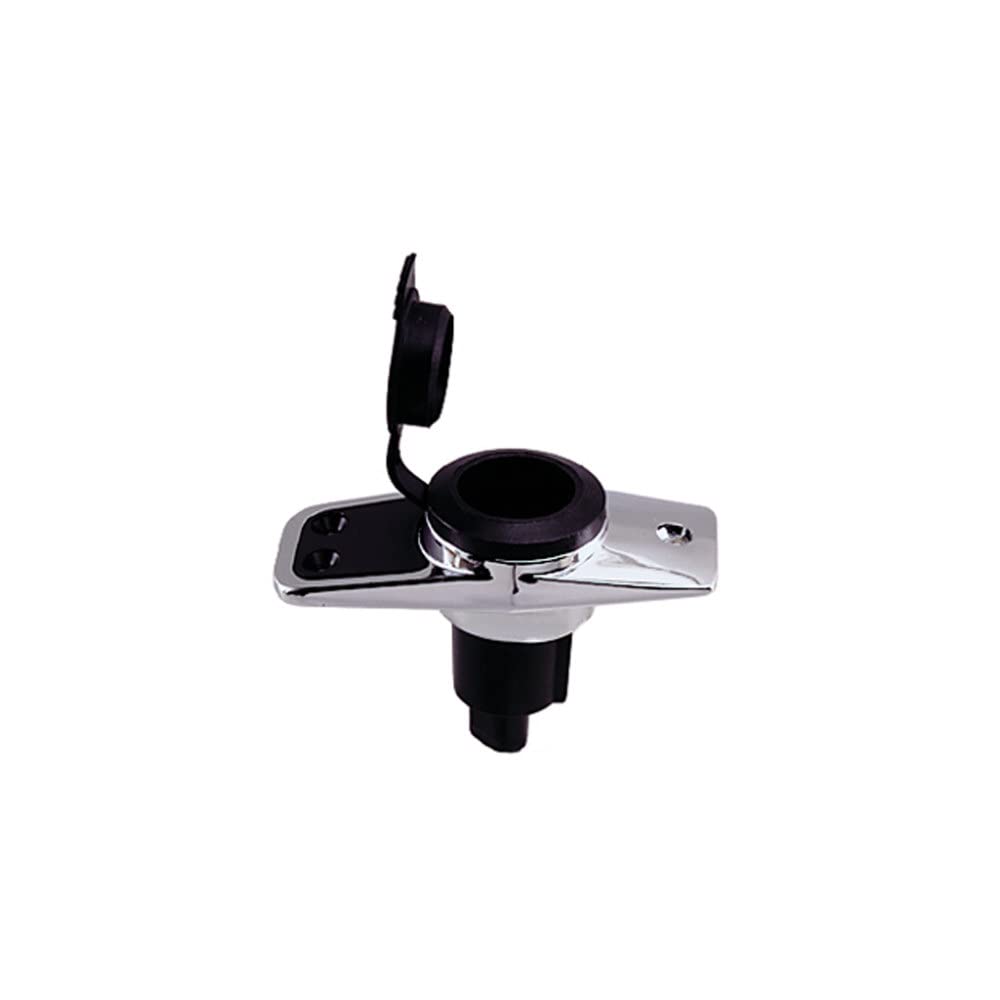 Perko 10603B0DP Chrome-Plated 3-Pin Plug-In Light Base with 5° Rake - 3.75" x 1.75" Base