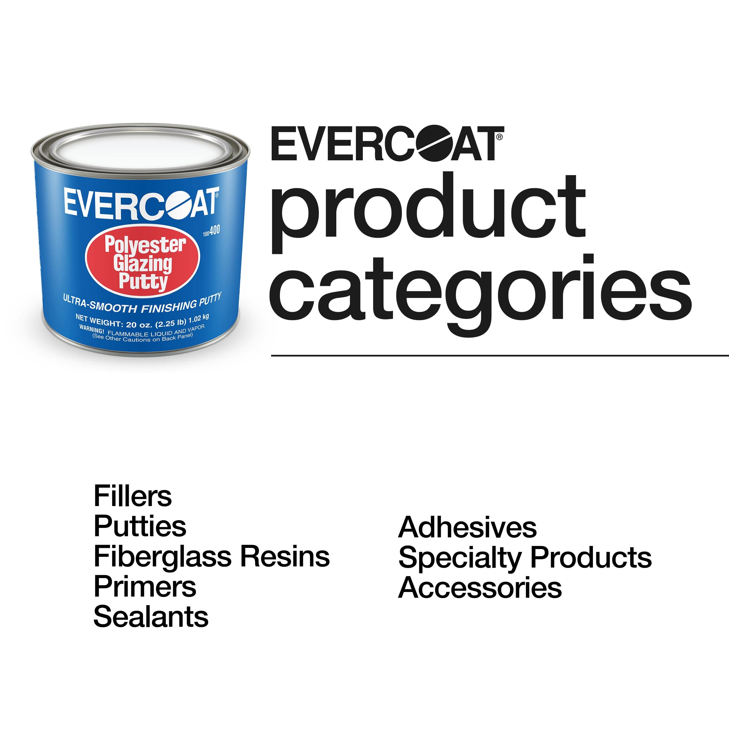 Evercoat Polyester Glazing Putty for Galvanized Steel, Aluminum, Fiberglass & More - 20 Oz
