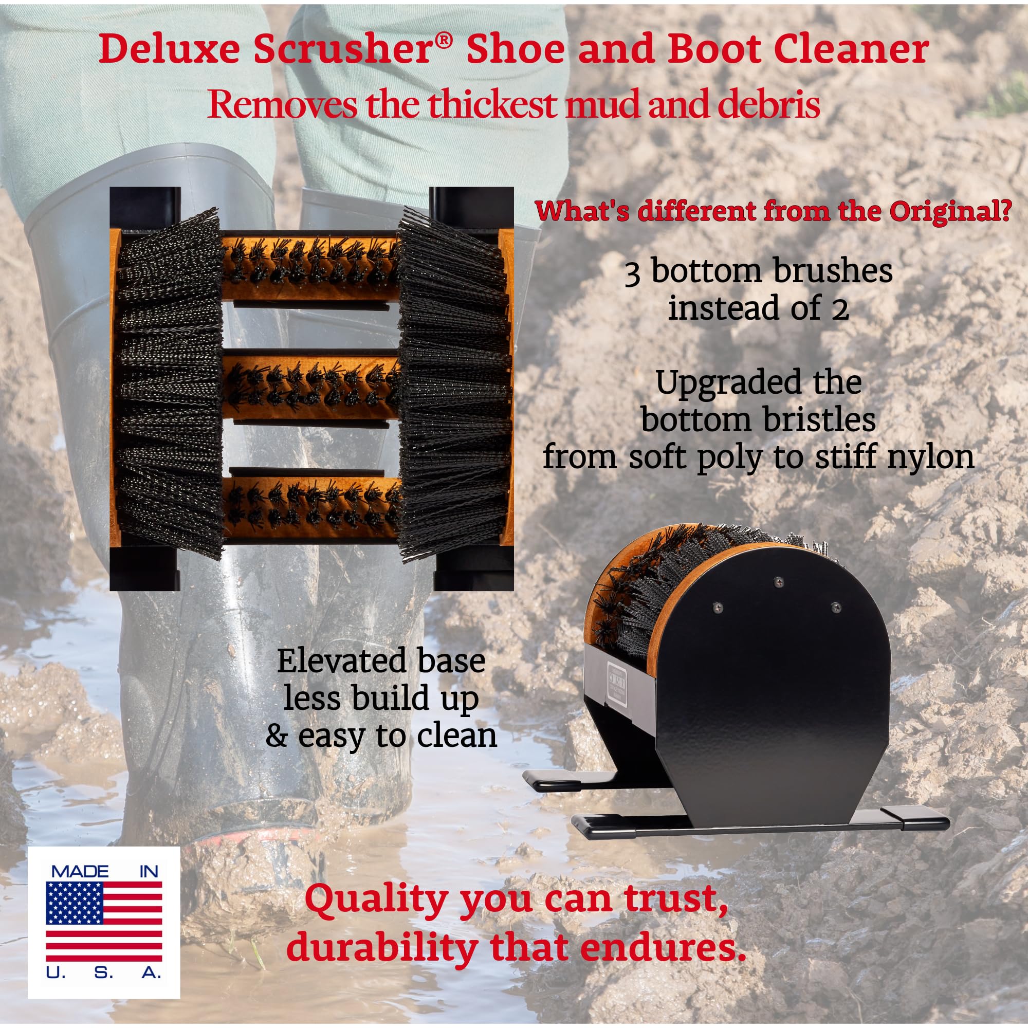 Scrusher - Shoe/Boot Brush & Scrubber - The Deluxe Scrusher Boot & Shoe Cleaner, Weather Resistant Boot Scrubber