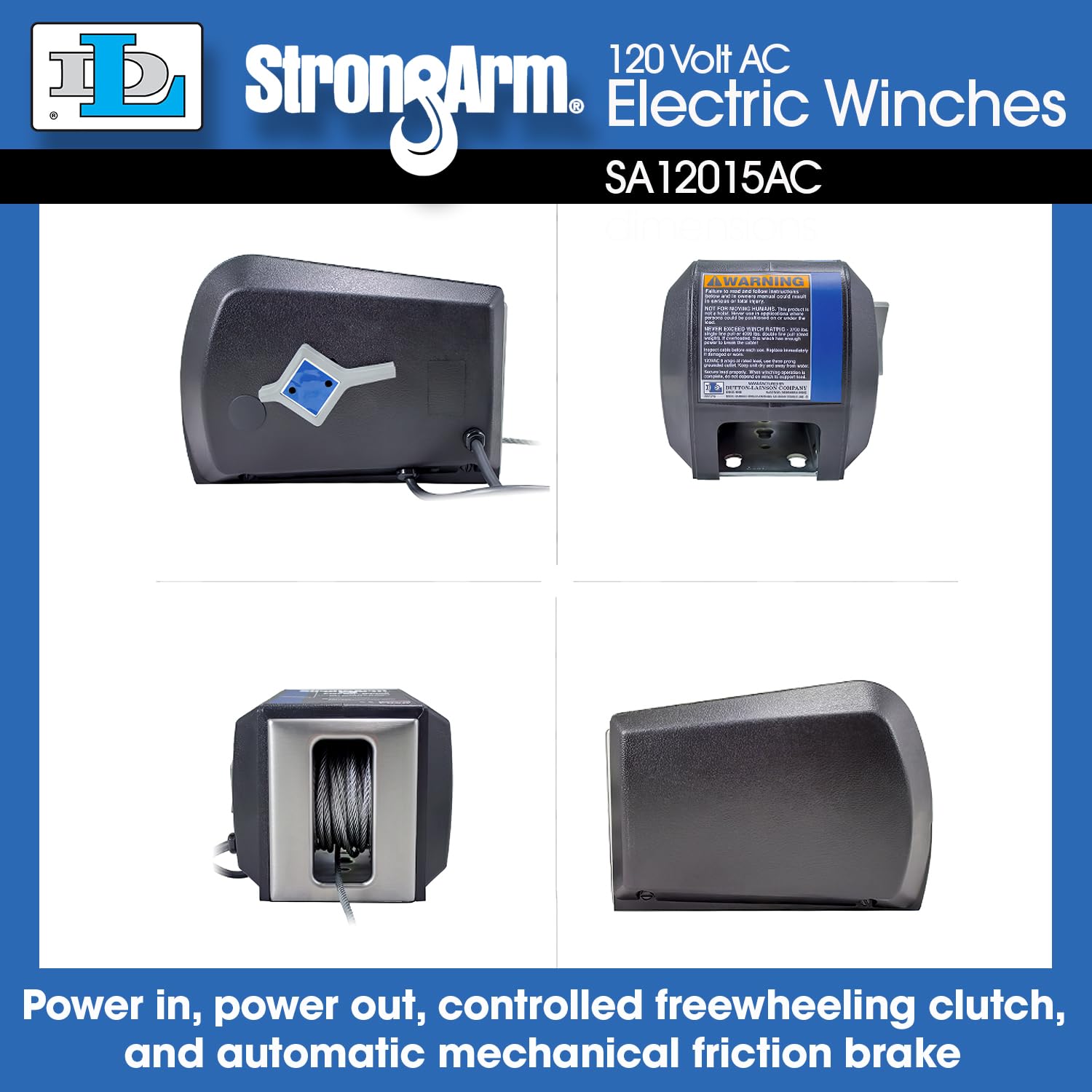 Dutton-Lainson Company SA12015AC 120 Volt/2700 lbs/4000 lbs Electric Winch with Built-In Remote