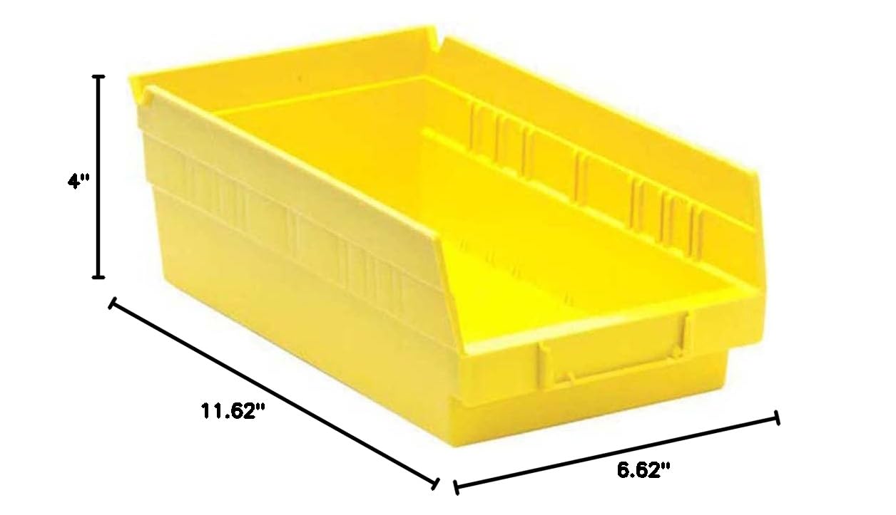 Quantum Storage QSB102YL 30-Pack 4" Hanging Plastic Shelf Bin Storage Containers, 11-5/8" x 6-5/8" x 4", Yellow