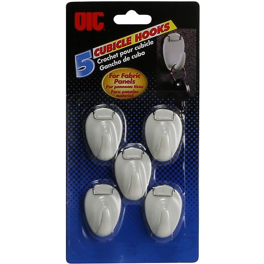 Officemate Cubicle Hooks, White, Set of 5 (30180)