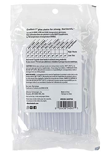 Adtech W220-34ZIP30 Hot Glue Sticks, 30-Pack of Non-Yellowing, Clear, 30 Count