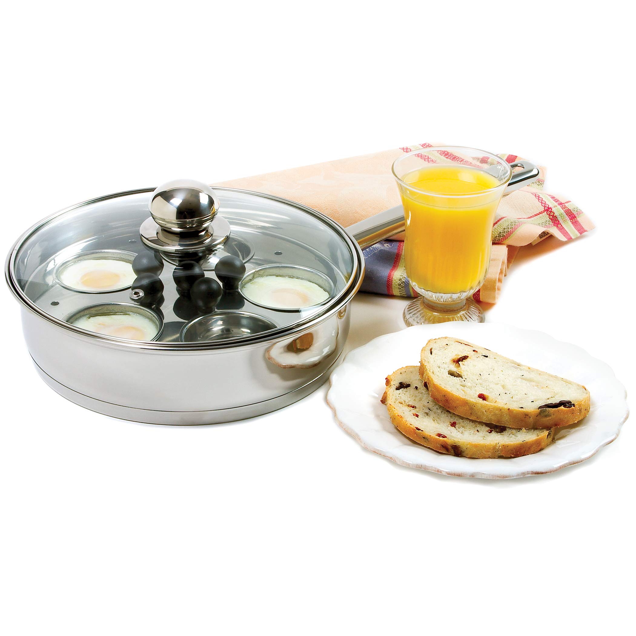Norpro Stainless Steel Egg Poacher/Skillet Set, 10", Silver