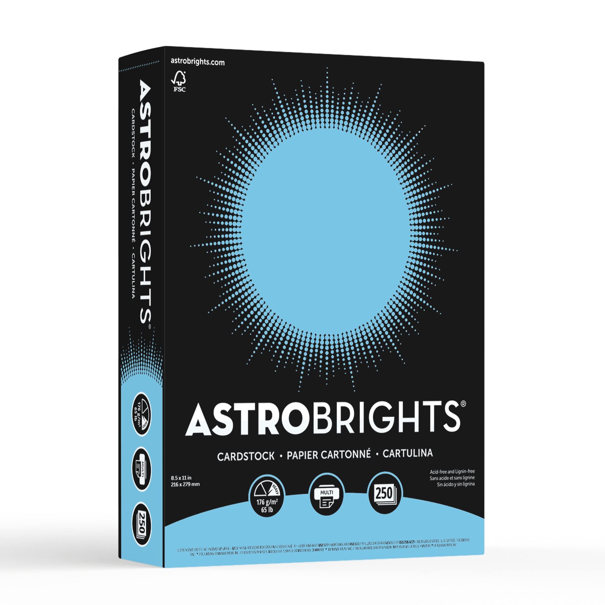 Astrobrights® Color Card Stock, 8 1/2" x 11", FSC® Certified, 30% Recycled, 65 Lb, Lunar Blue, Pack Of 250