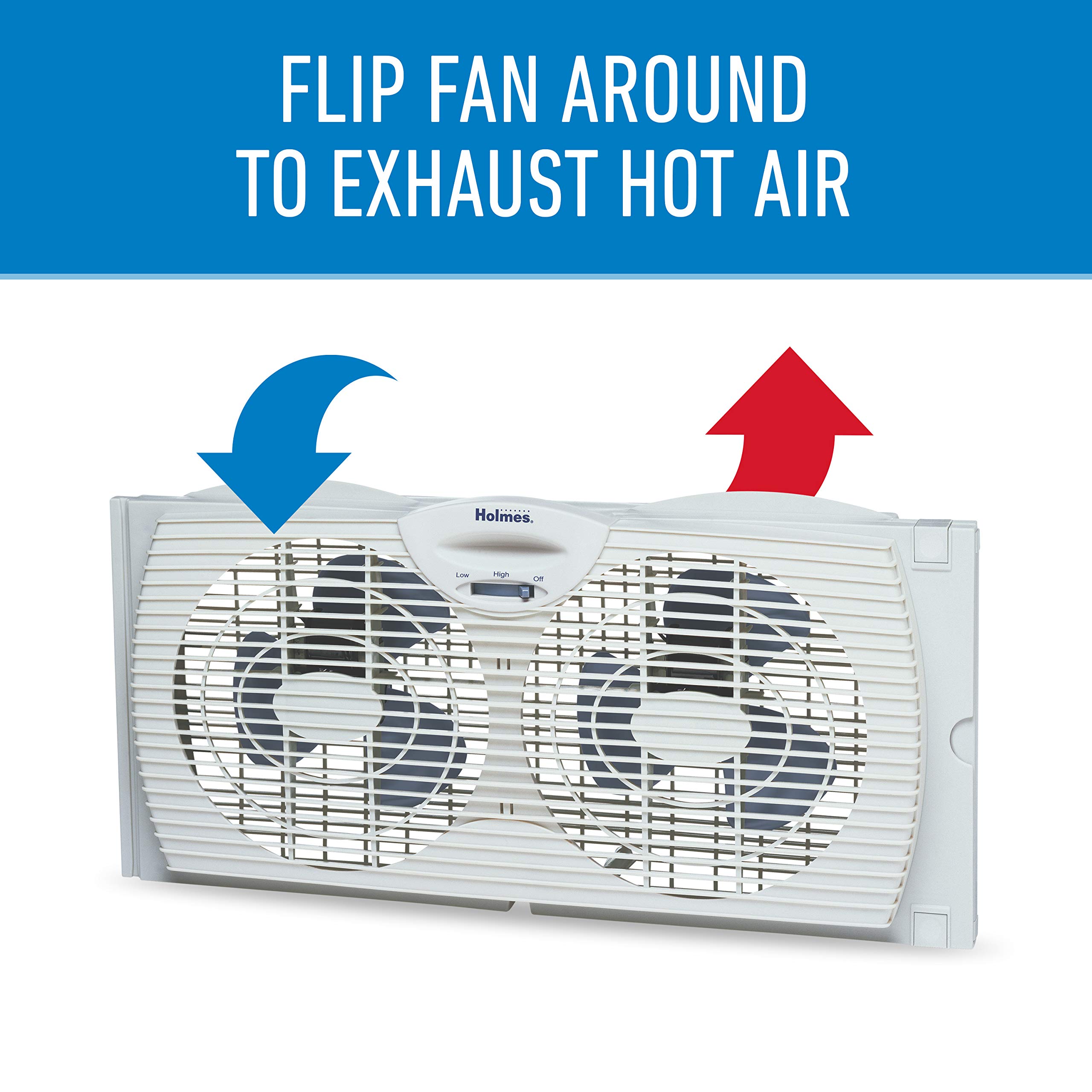 Holmes Window Fan with Twin 6-Inch Reversible Airflow Blades, White