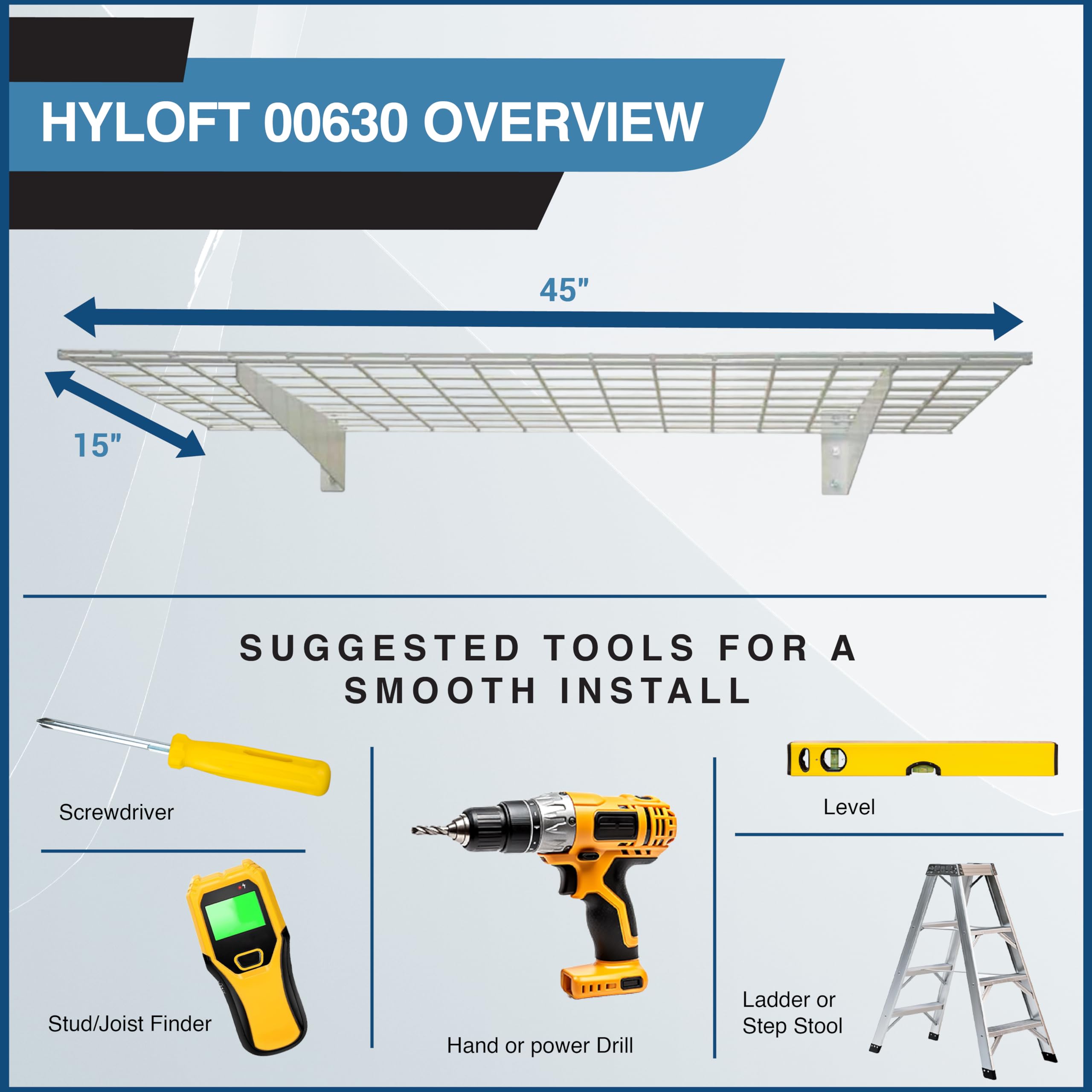 Hyloft 00630 48" x 24" Garage Wall Shelf Storage, White (Pack of 2)