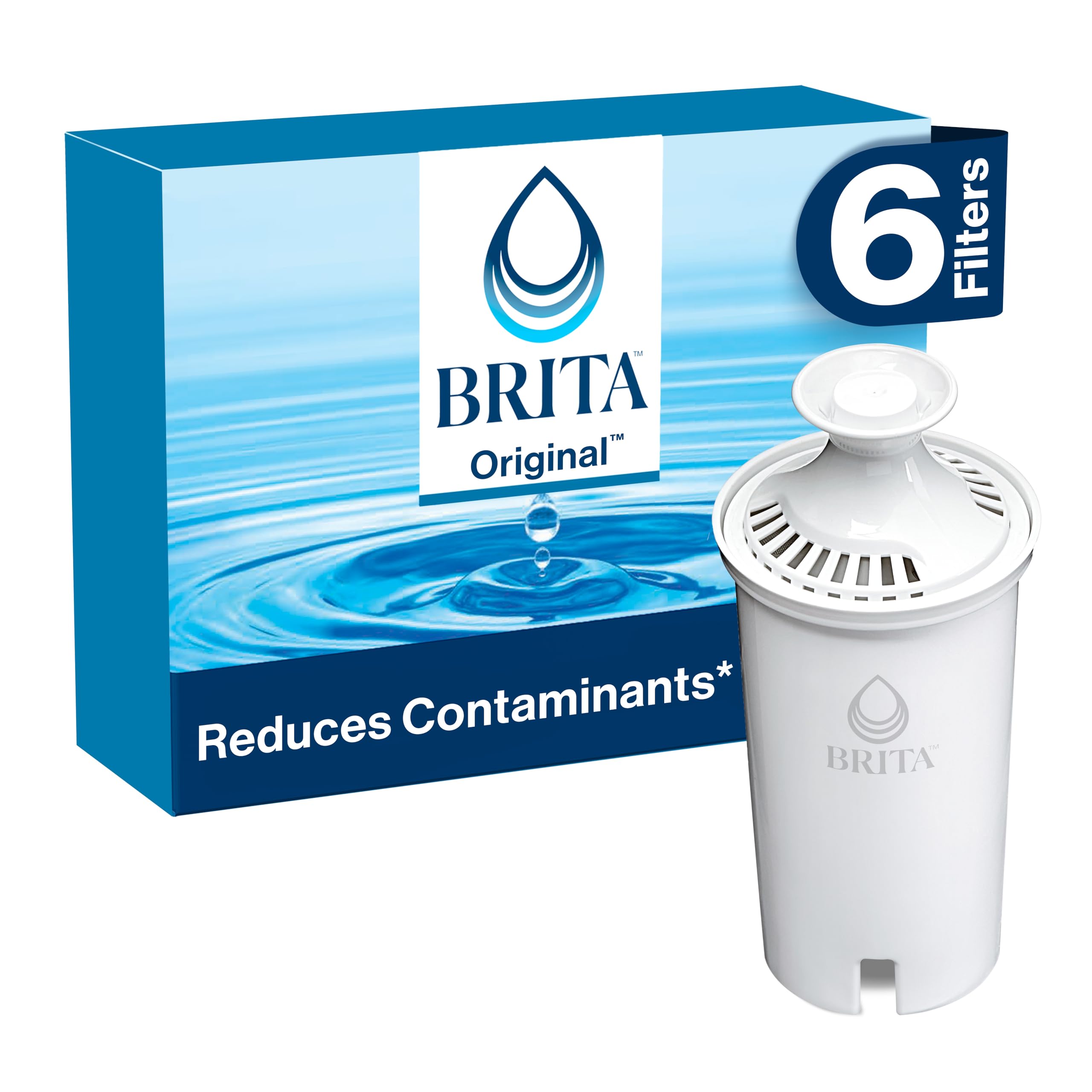 Brita Standard Water Filter Replacements for Pitchers and Dispensers, Lasts 2 Months, Reduces Chlorine Taste and Odor, 6 Count