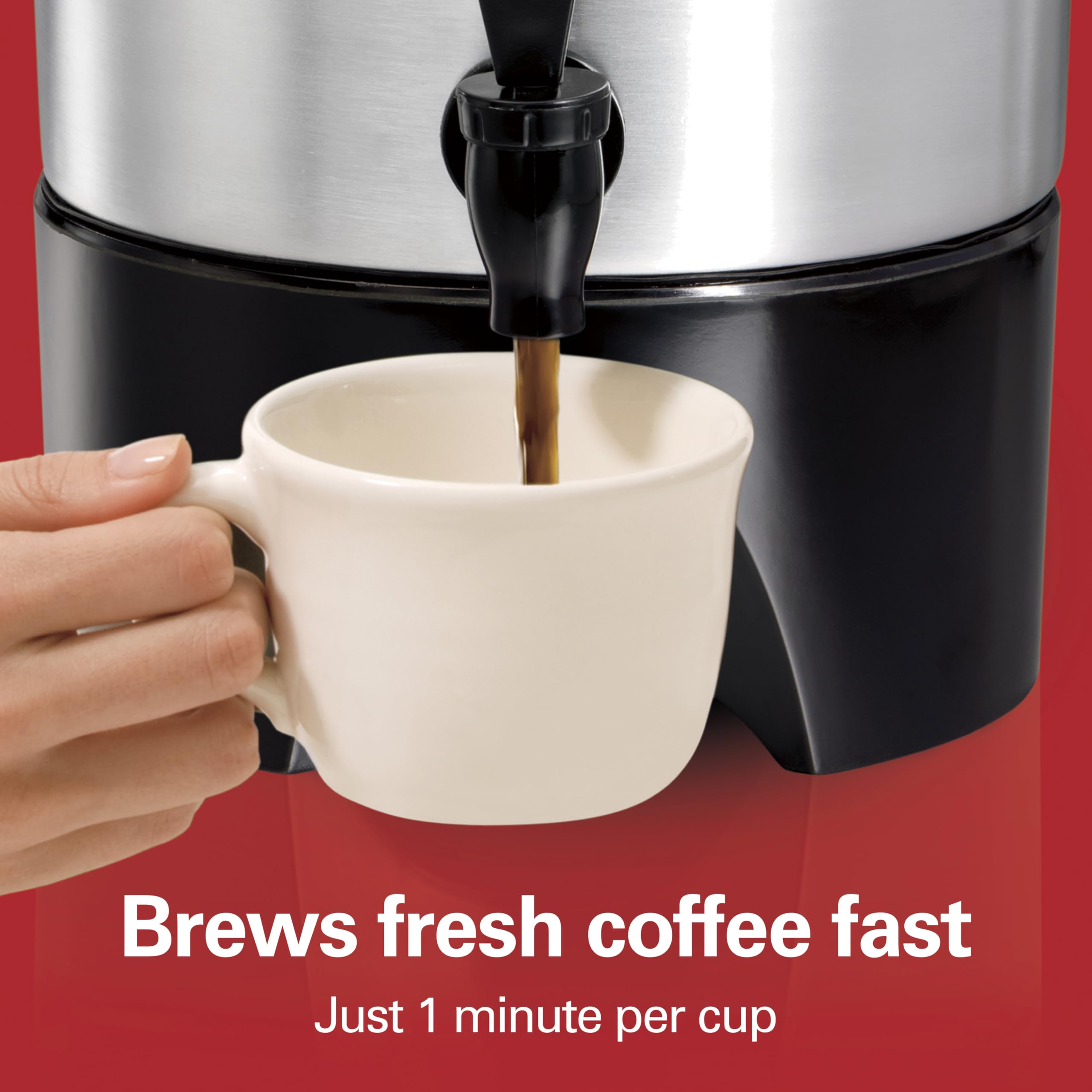 Hamilton Beach 45 Cup Coffee Urn and Hot Beverage Dispenser, Silver