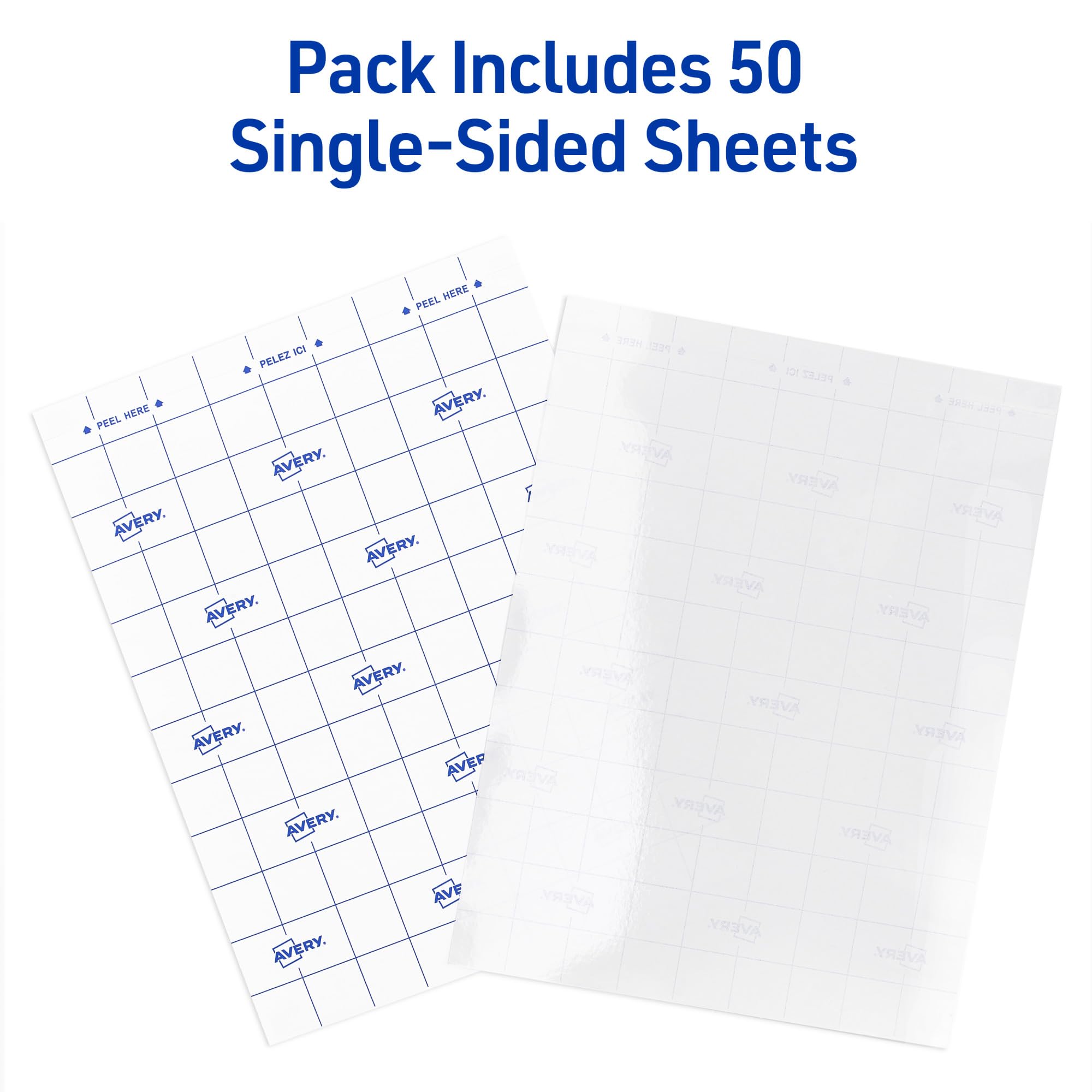 Avery 73601 Self-Adhesive Laminating Sheets, 9 x 12 Inch, Permanent Adhesive, 50 Clear Laminating Sheets