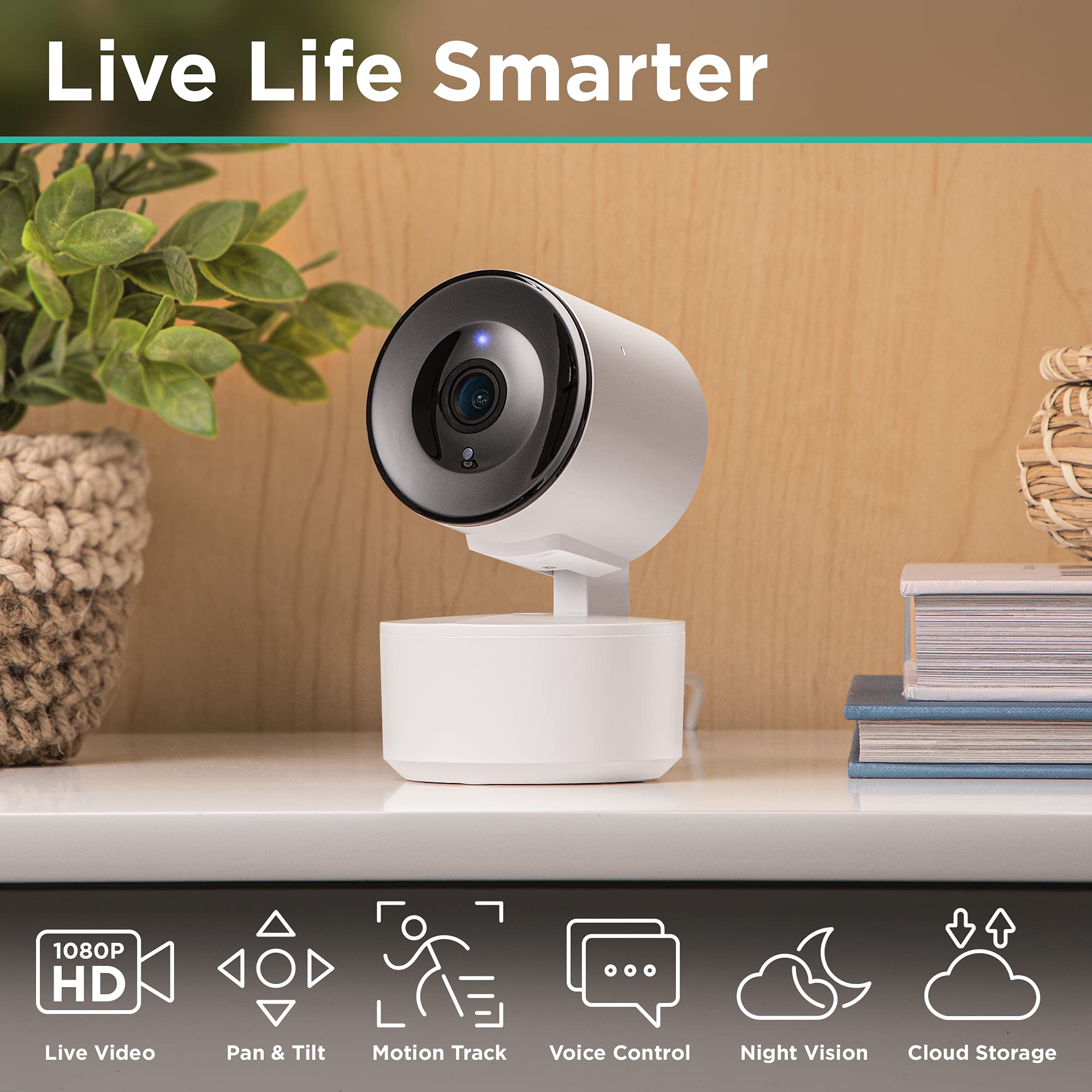 iHome Roto Smart Indoor WiFi Auto-Tracking Security Camera, Home Surveillance Cameras with 2-Way Audio, Night Vision, and Motion Alerts, 1080p HD, 2 Pack