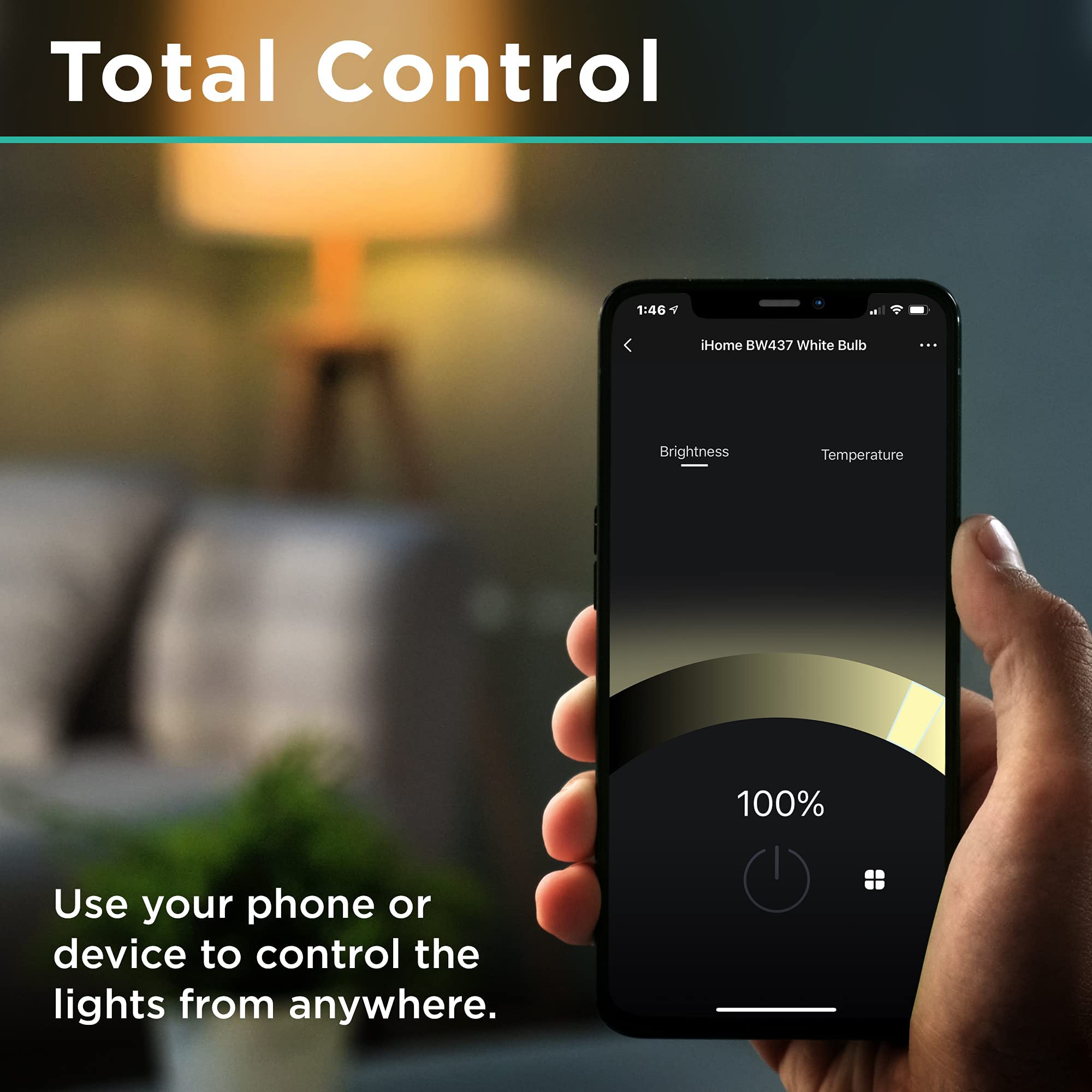 iHome Spectra Smart White Lights, 1100 Lumens 10W, 75W Equivalent, A19 E26 Tunable and Dimmable WiFi Smart Bulb, No Hub Required, Works with Alexa and Google Home, 4 Pack