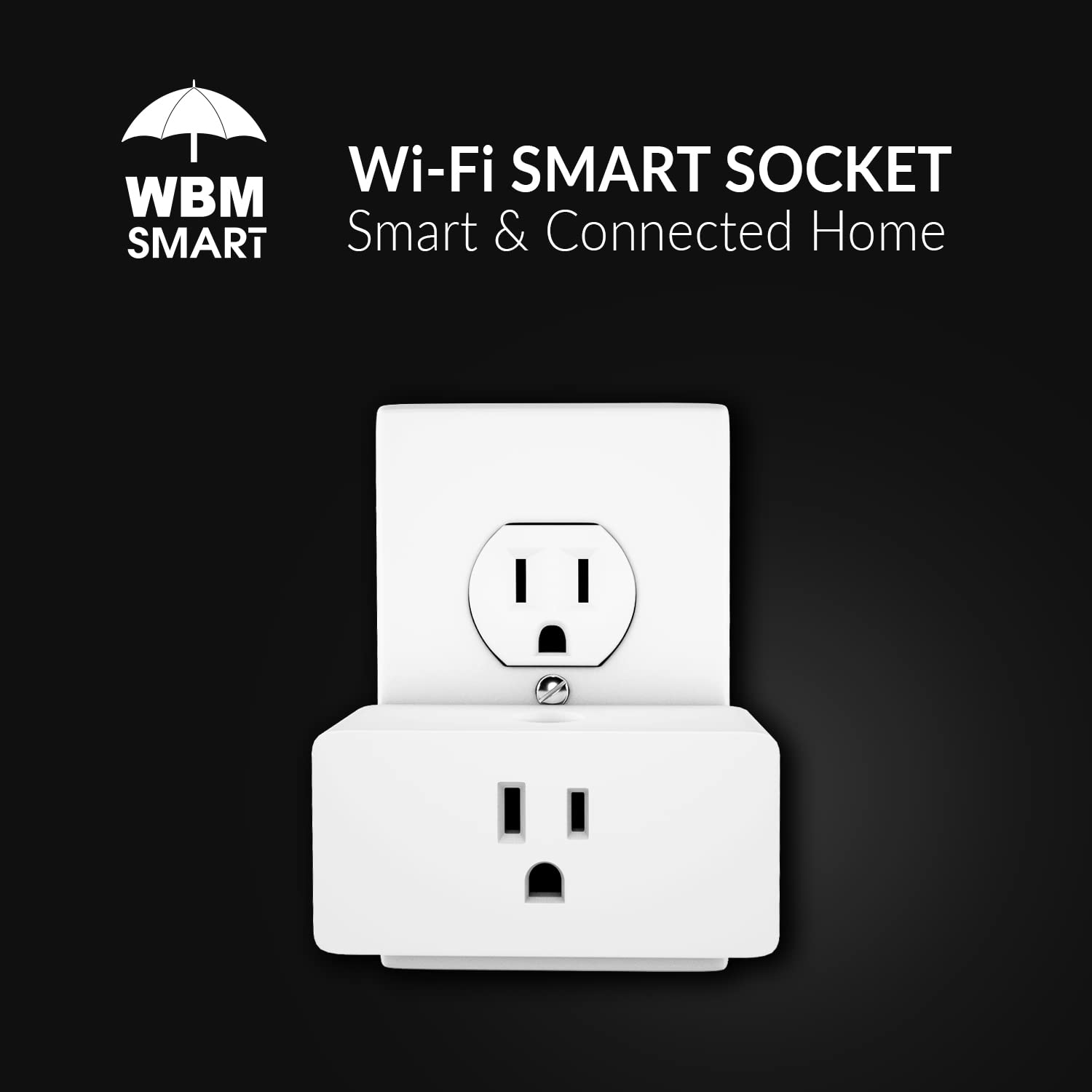 WBM Smart PG-07-4PK WiFi Socket, Voice and App Control Plug, White