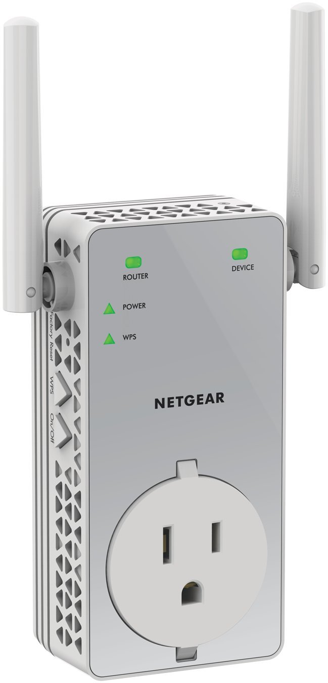 NETGEAR AC750 Wi-Fi Range Extender + Extra Outlet (EX3800-100NAS)