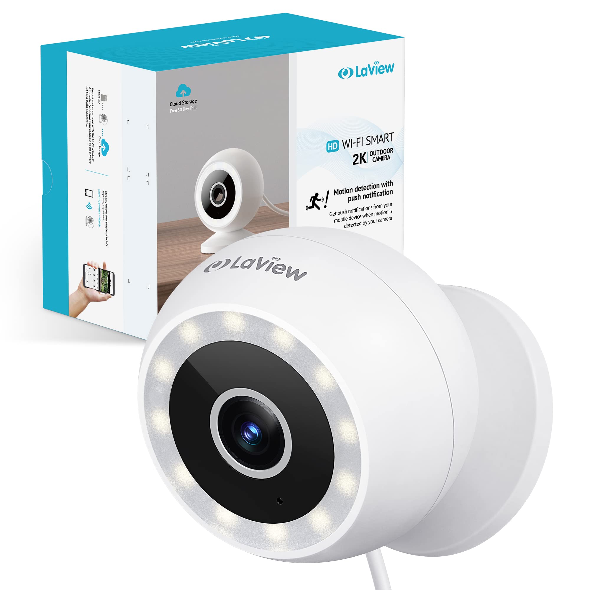 LaView 4MP 2K Security Cameras Outdoor Indoor Wired,IP65, Starlight Sensor & 100 Ft Night Vision,Motion/Person Detection,2-Way Audio/Spotlight,US Cloud,Compatible With Alexa,iOS & Android & Web Access