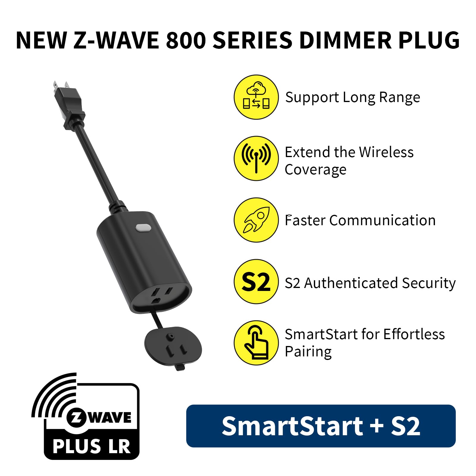 Minoston Z-Wave Outdoor Dimmer Plug, Outdoor Smart Outlet Switch, Z-Wave Hub Required, Weatherproof, Built-in Repeater, Work with SmartThings, Wink, Alexa, Black(MP22ZD)