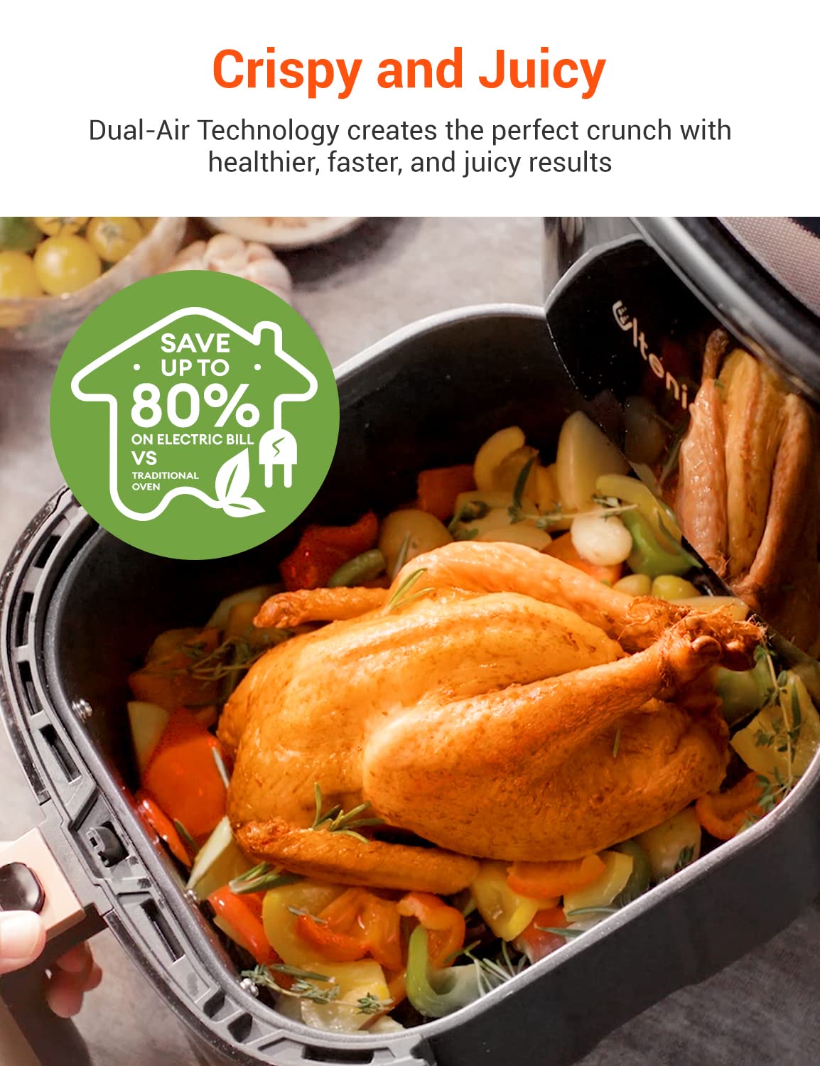 Ultenic K10 5.3QT Air Fryer Oven Combo, One-Touch Screen with 11 Presets, Complete APP Control Including Customizable Smart Cooking Programs and Over 100 Recipes, Nonstick and Dishwasher-Safe Basket