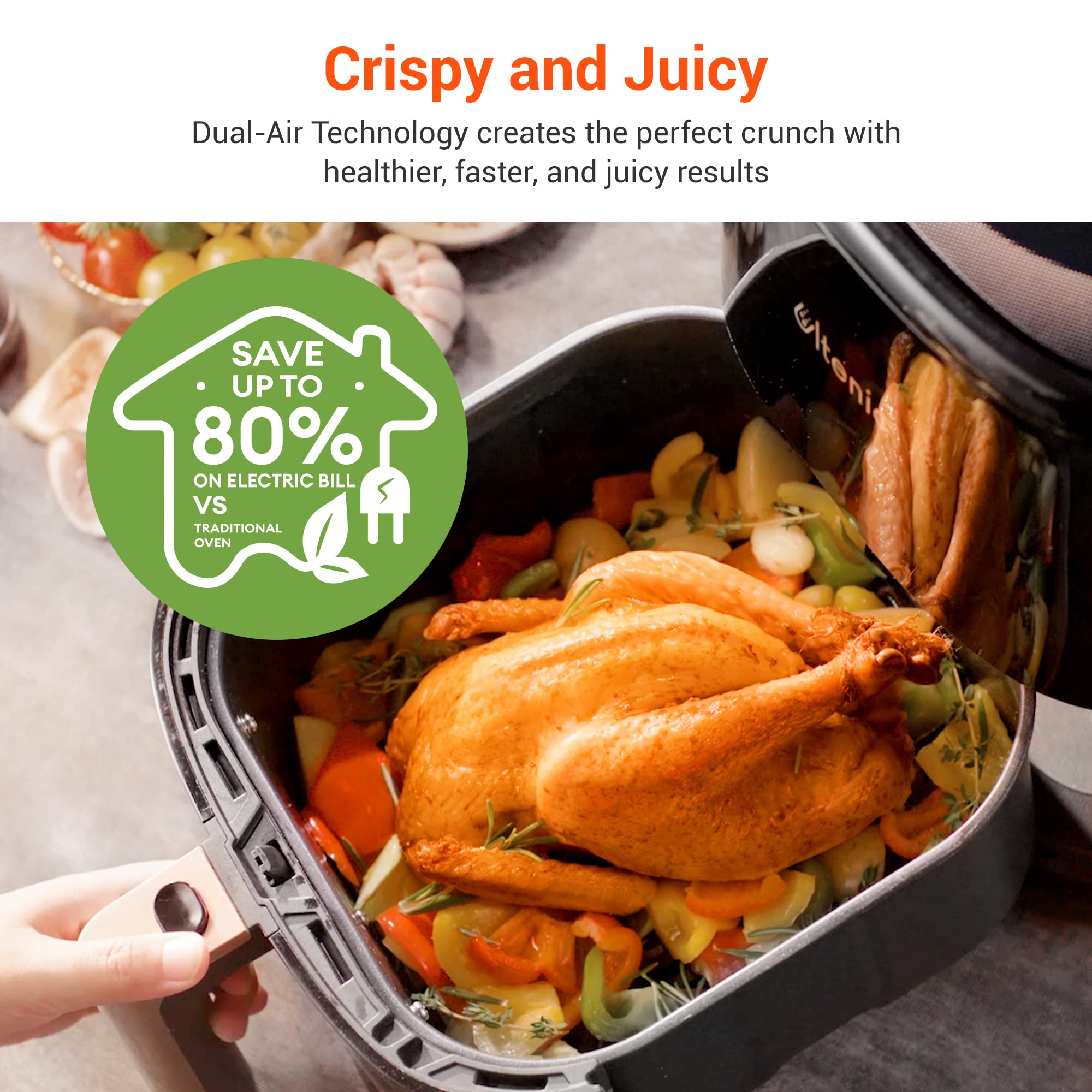 Ultenic K10 5.3QT Air Fryer Oven Combo, One-Touch Screen with 11 Presets, Complete APP Control Including Customizable Smart Cooking Programs and Over 100 Recipes, Nonstick and Dishwasher-Safe Basket