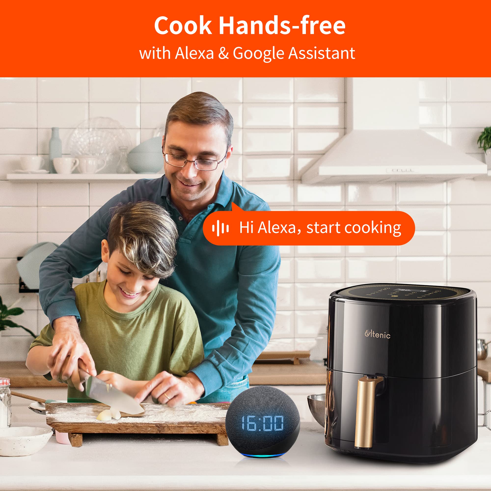 Ultenic K10 5.3QT Air Fryer Oven Combo, One-Touch Screen with 11 Presets, Complete APP Control Including Customizable Smart Cooking Programs and Over 100 Recipes, Nonstick and Dishwasher-Safe Basket