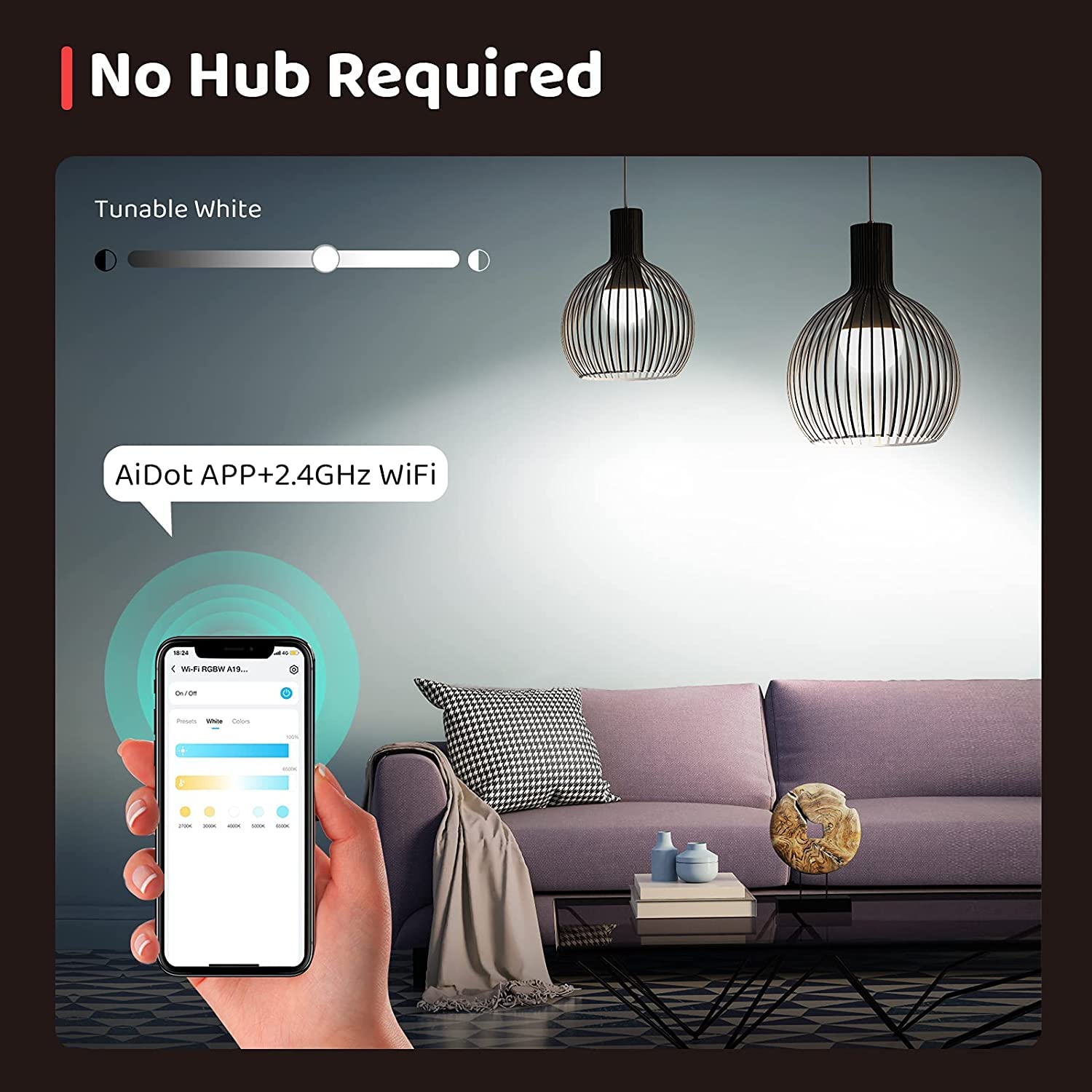 OREiN Smart WiFi Light Bulbs, Dimmable RGBW LED Light Bulbs Color Changing Light Bulb, A19 E26 60W Equivalent, Multicolor Smart Bulbs That Work with Alexa & Google Home, 1800k-6500k, High CRI, 4 Pack