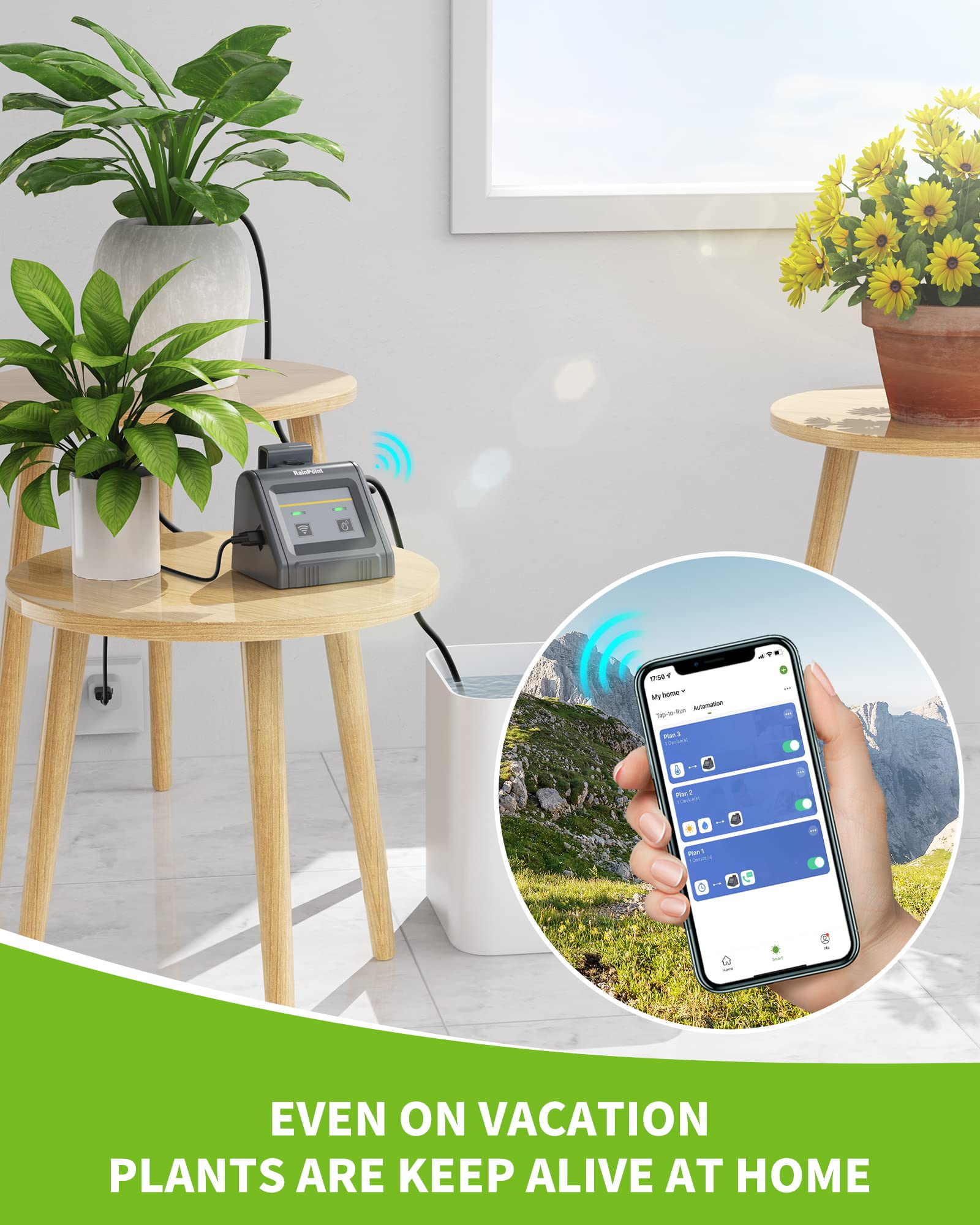 RAINPOINT WiFi Automatic Watering System For Indoor Potted Plants, DIY Drip Irrigation Kit Remotely Control Auto/Manual/Delay Watering Mode via APP, Automatic Self-Watering Irrigation System with Pump
