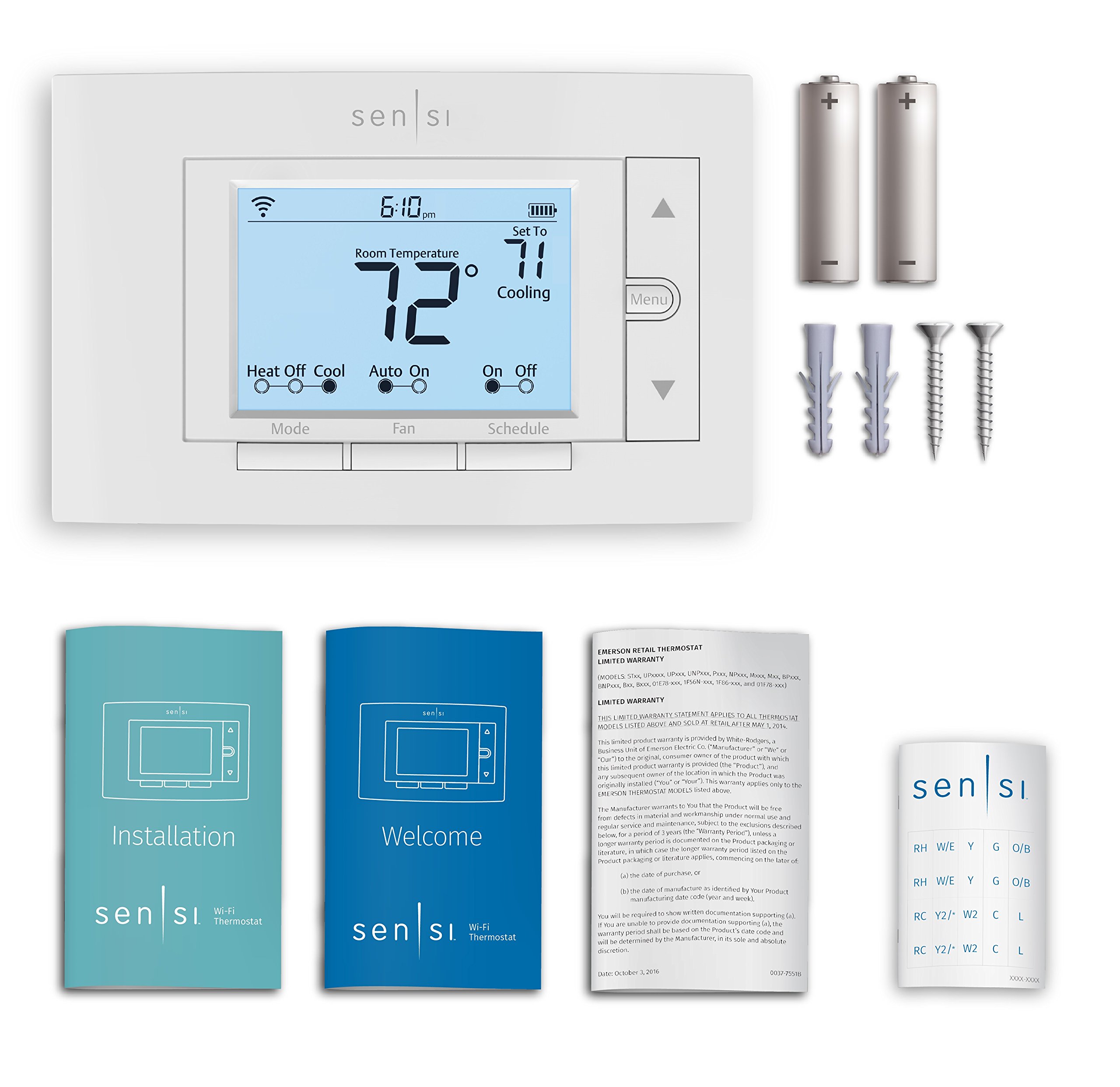 Emerson Sensi Wi-Fi Smart Thermostat for Smart Home, DIY, Works With Alexa, Energy Star Certified, ST55