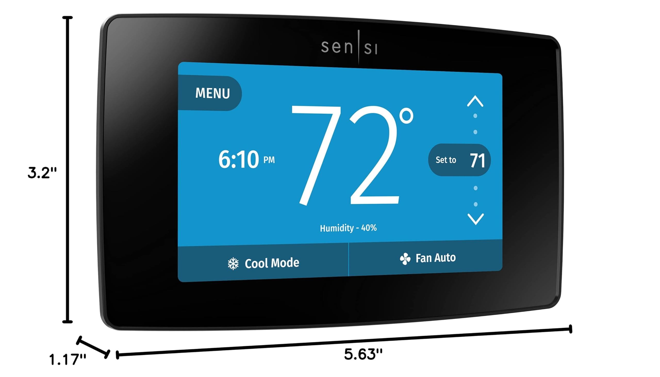 Sensi Touch Smart Thermostat by Emerson with Touchscreen Color Display, Programmable, Wi-Fi, Mobile App, Easy DIY, Data Privacy, Works with Alexa, Energy Star Certified, ST75 - Black, C-Wire Required
