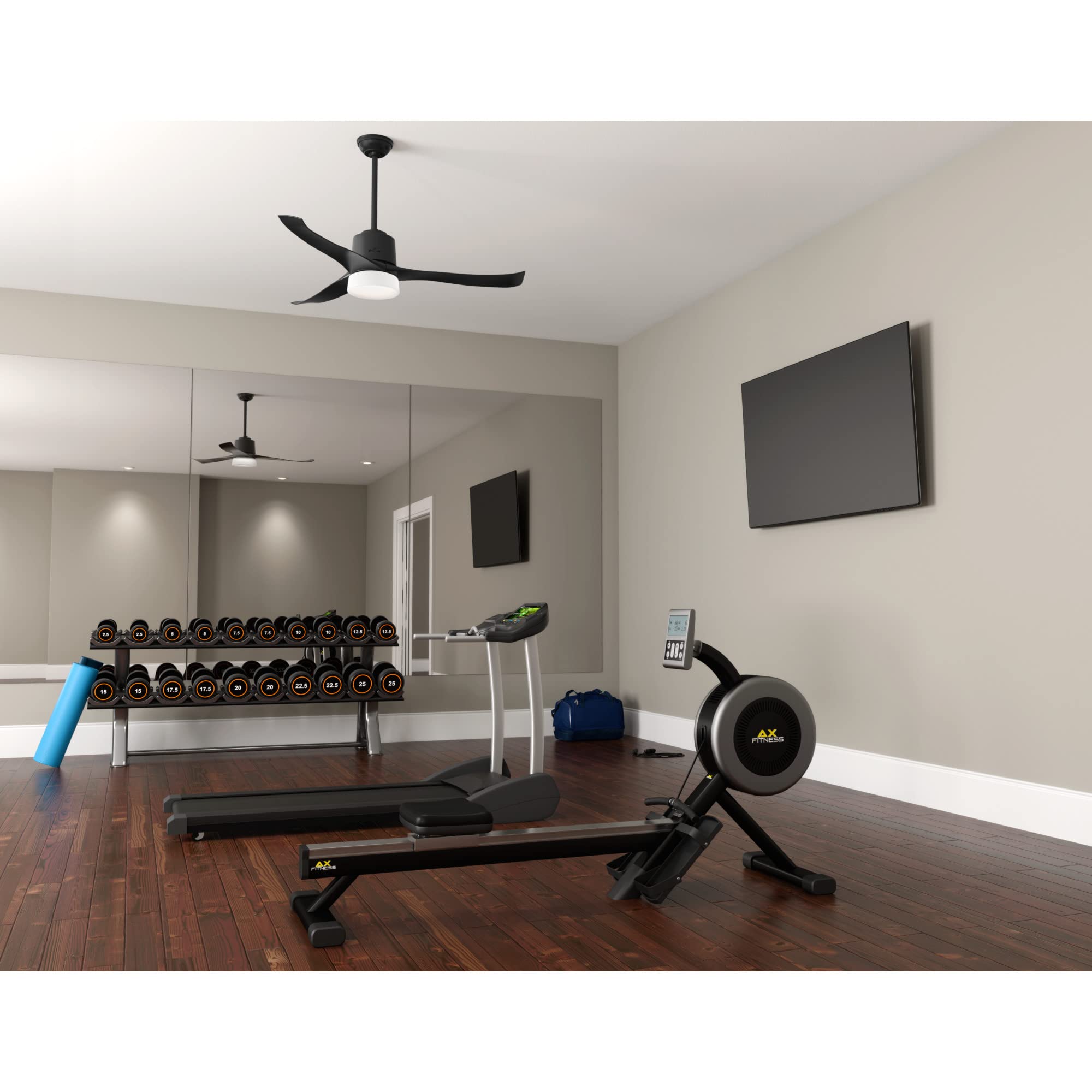Hunter Fan Company, 59375, 54 inch Wi-Fi Symphony Matte Black Ceiling Fan with LED Light Kit and Handheld Remote, Smart Fan
