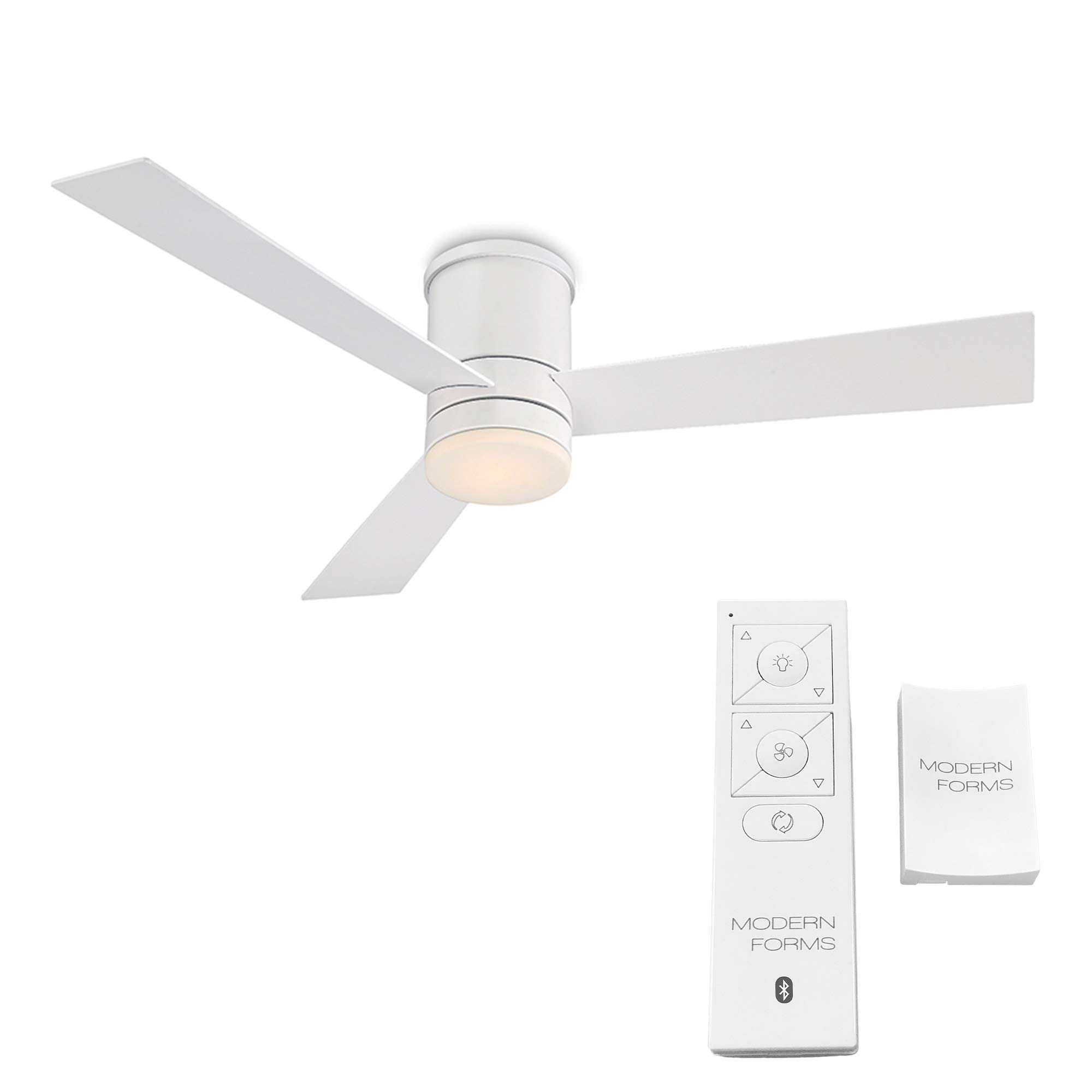 Axis Smart Indoor and Outdoor 3-Blade Flush Mount Ceiling Fan 52in Matte White with 3000K LED Light Kit and Remote Control works with Alexa, Google Assistant, Samsung Things, and iOS or Android App
