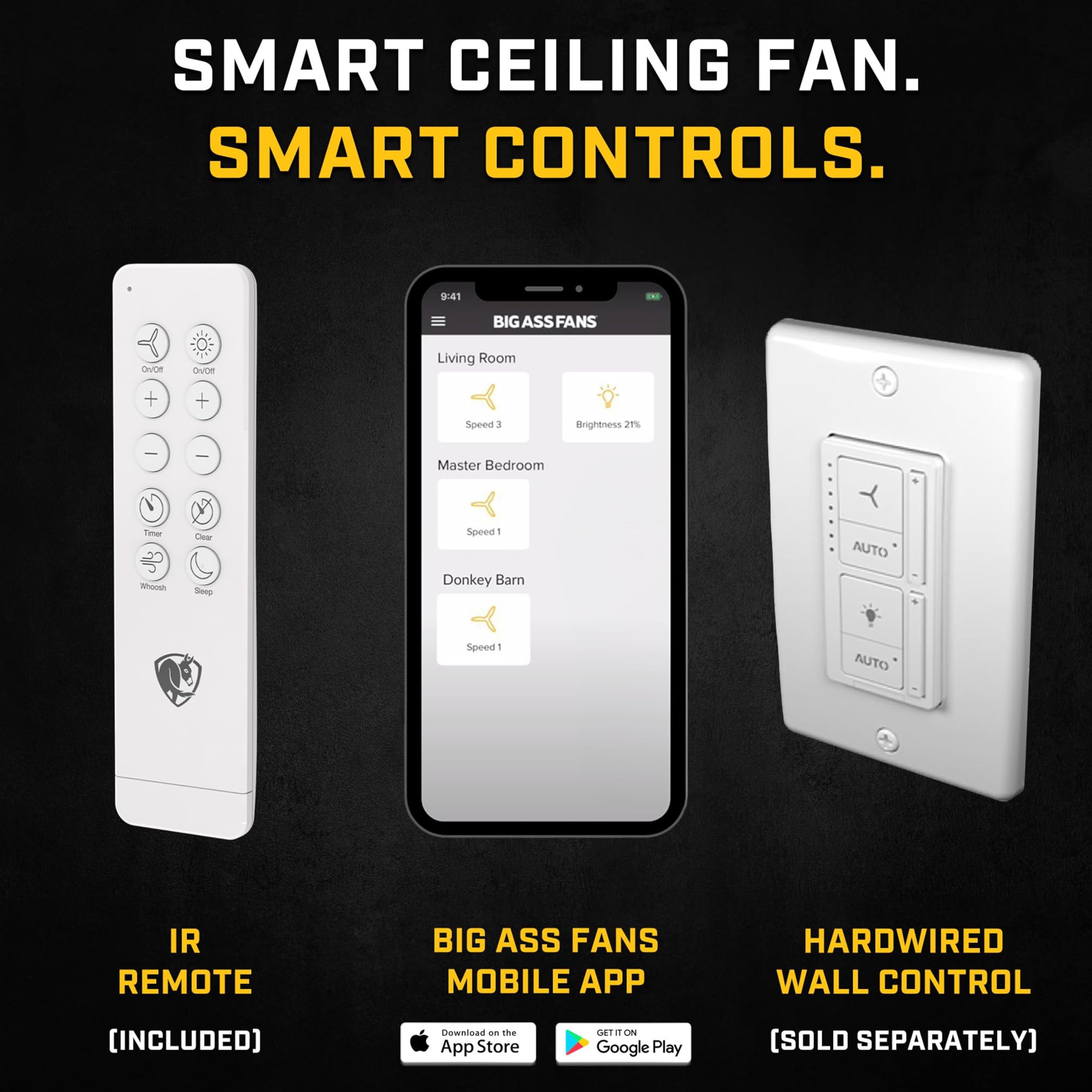 Big Ass Fans Haiku L Smart Ceiling Fan, 52", Black