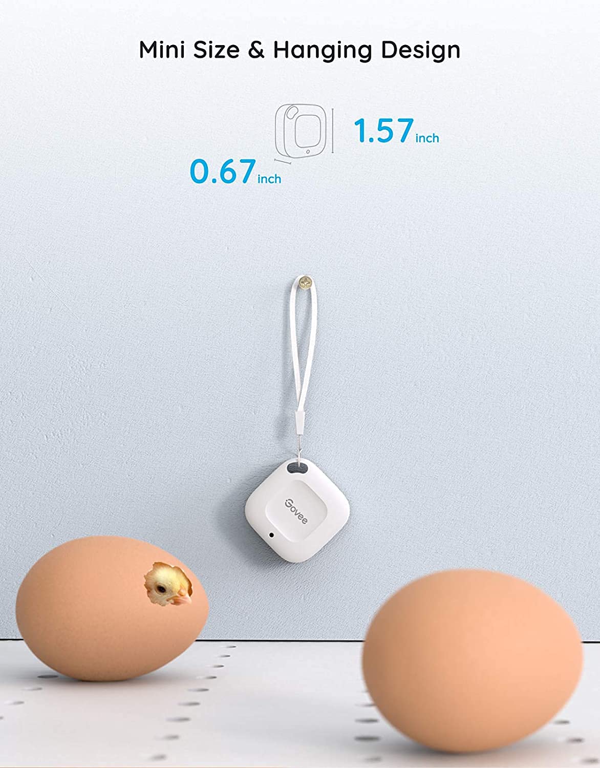 Govee Hygrometer Thermometer, Wireless Thermometer, Mini Bluetooth Humidity Sensor with Notification Alert, Data Storage and Export, 262 Feet Connecting Range
