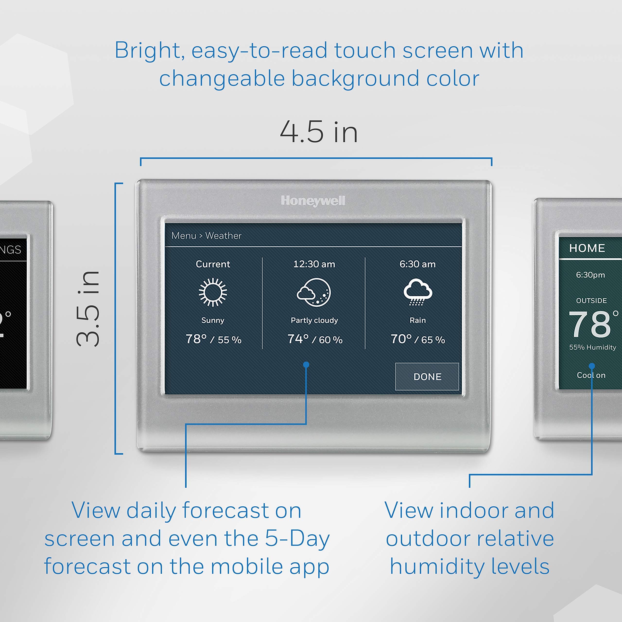 Honeywell Home RTH9585WF Wi-Fi Smart Color Thermostat, 7 Day Programmable, Touch Screen, Energy Star, Alexa Ready, C-Wire Required, Not Compatible with Line Volt Heating
