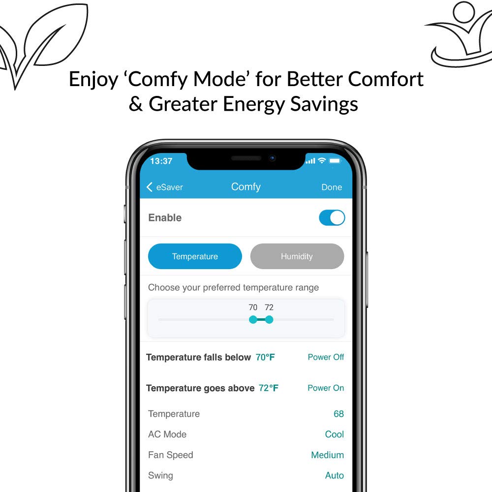 Cielo Breez Plus Smart Air Conditioner Controller | Smart Thermostat for Mini Split, Window & Portable ACs | Alexa, Google, Siri, SmartThings, IFTTT | iOS & Android | Inbuilt Temp & Humidity Sensors