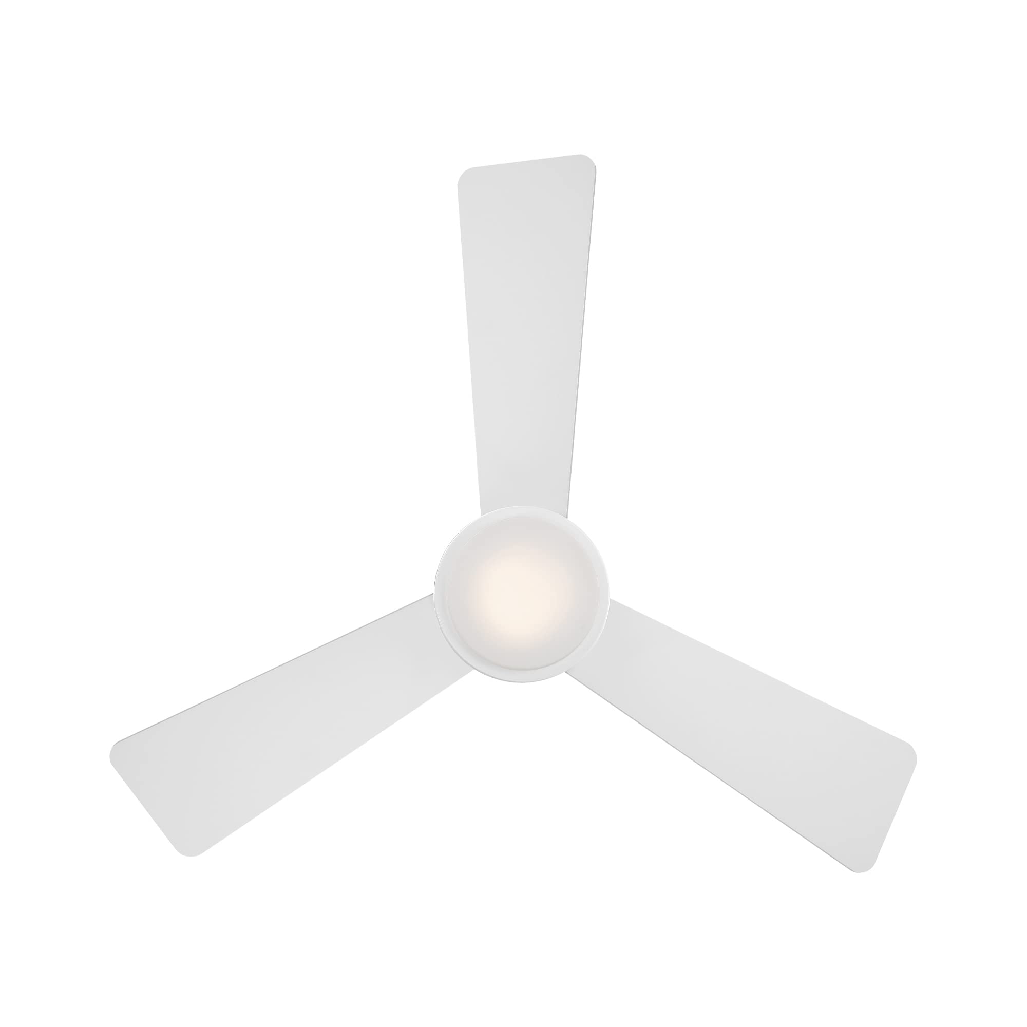 WAC Smart Fans Hug Indoor and Outdoor 3-Blade Flush Mount Ceiling Fan 44in Matte White with 3000K LED Light Kit and Remote Control works with Alexa and iOS or Android App