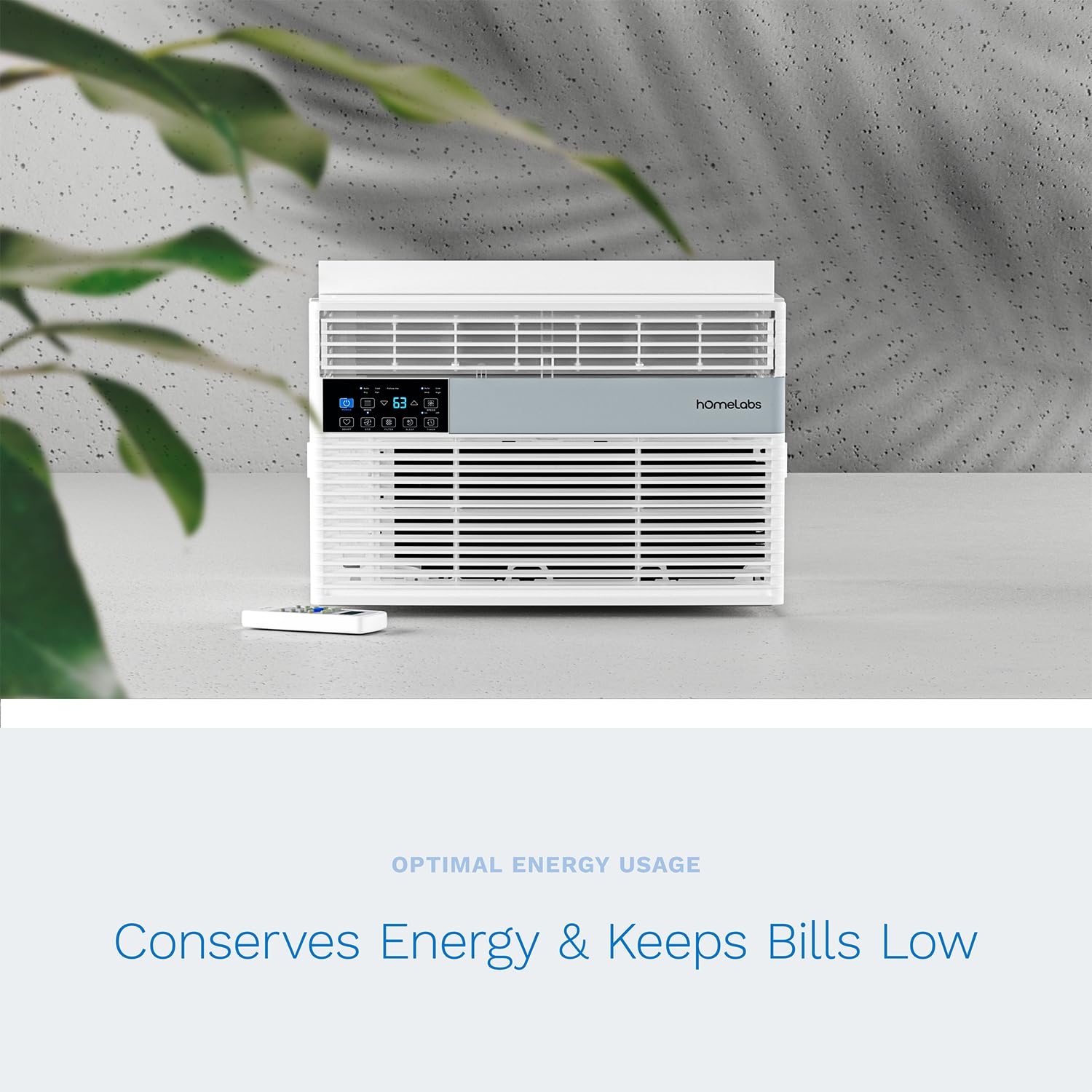hOmeLabs 6,000 BTU Window Air Conditioner with Smart Control β Low Noise AC Unit with Eco Mode, LED Control Panel, Remote Control, and 24 hr Timer