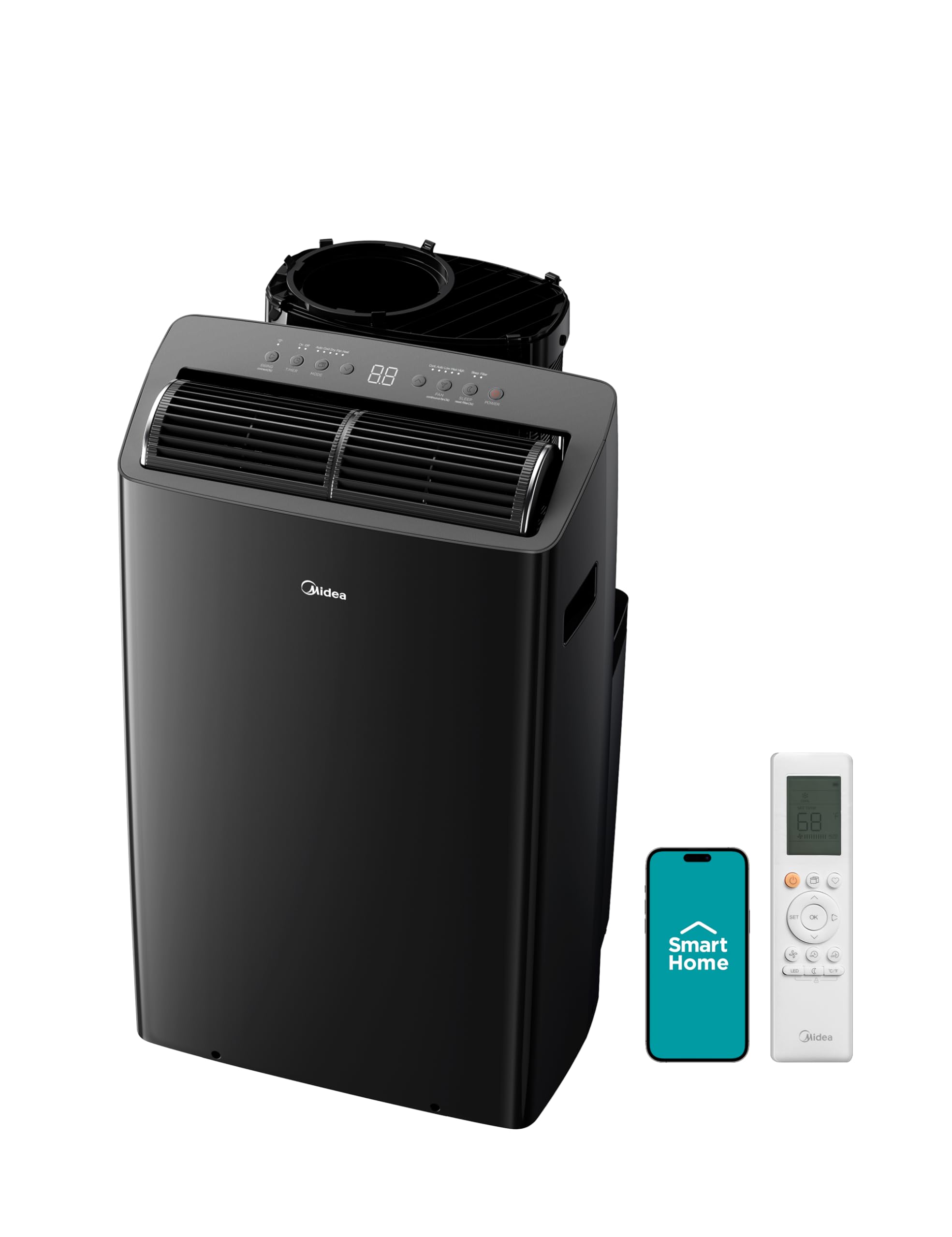Midea Duo 14,000 BTU (12,000 BTU SACC) Smart HE Inverter Ultra Quiet Portable Air Conditioner with Heat-Cools Up to 550 Sq. Ft., Works with Alexa/Google Assistant, Includes Remote Control & Window Kit