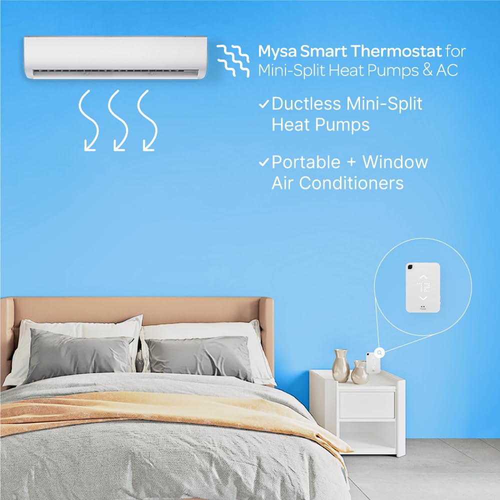 Mysa Smart Thermostat for Mini-Split Heat Pumps and AC | for Ductless Heat Pumps, Window Units or Portable Air Conditioners, Control Remotely with Smartphone or Tablet, Energy Saving, Easy Setup