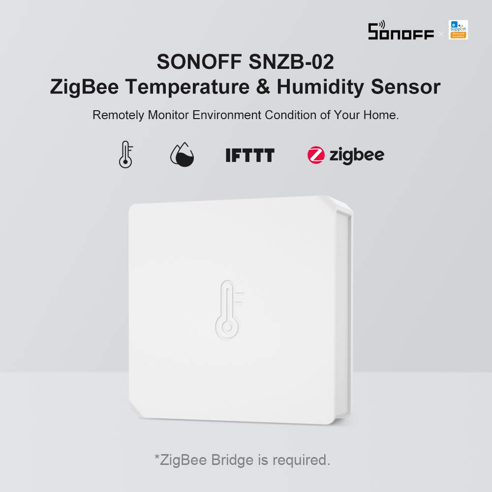 SONOFF SNZB-02 ZigBee Mini Indoor Temperature and Humidity Sensor for Checking the Room Climate 2-Pack, SONOFF ZigBee Bridge Required, Indoor Thermometer Hygrometer with Alert, Compatible with Alexa