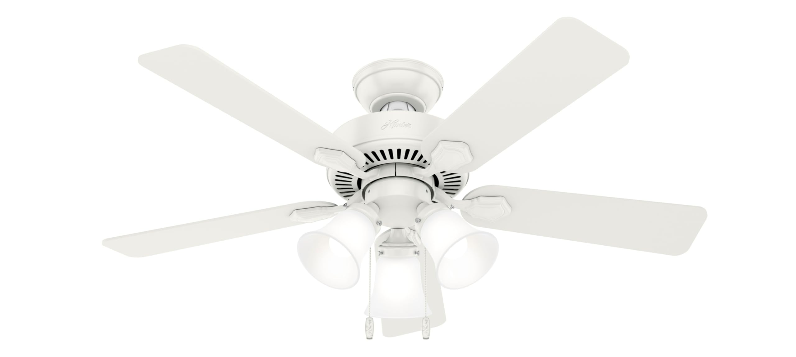 Hunter Swanson Indoor Ceiling Fan with LED Lights and Pull Chain Control, 44", Fresh White